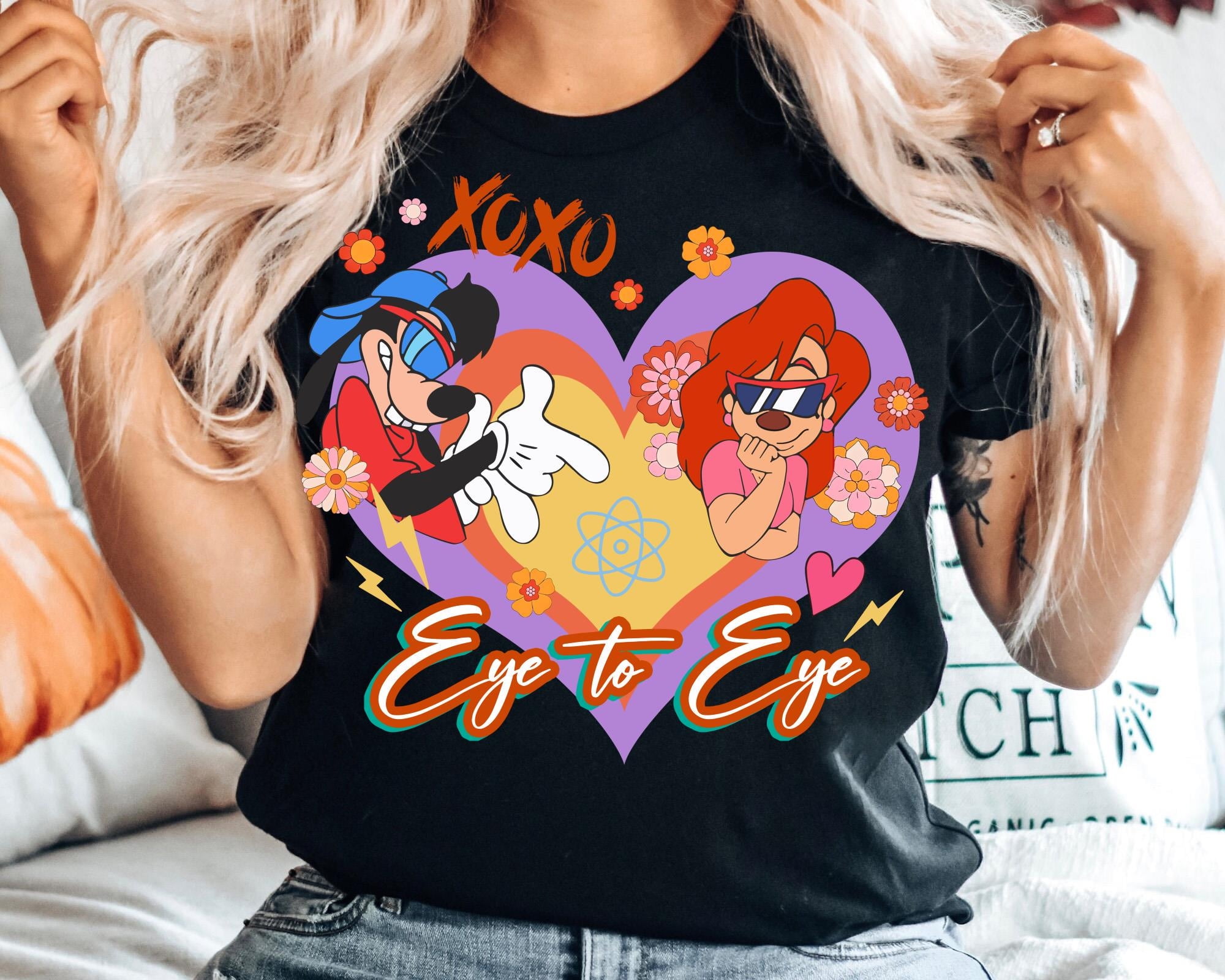 BANJOJO Retro Max Goof And Roxanne Eye To Eye, Disney A Goofy Movie, Disney Couple Matching Tee ...