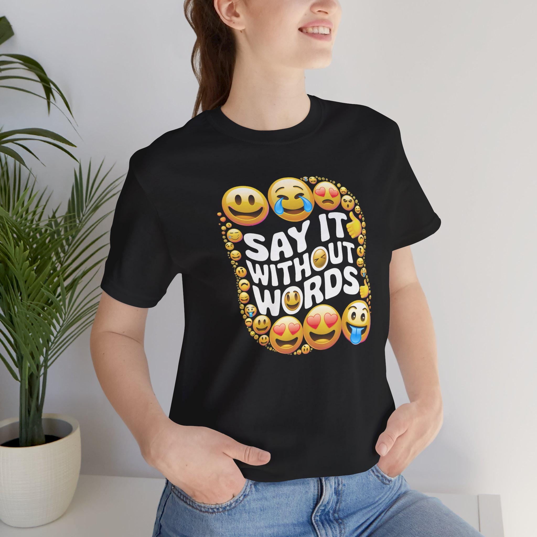 BANJOJO Say It Without Words Shirt, Emoji Graphic Tee, Bold Emoticon T ...