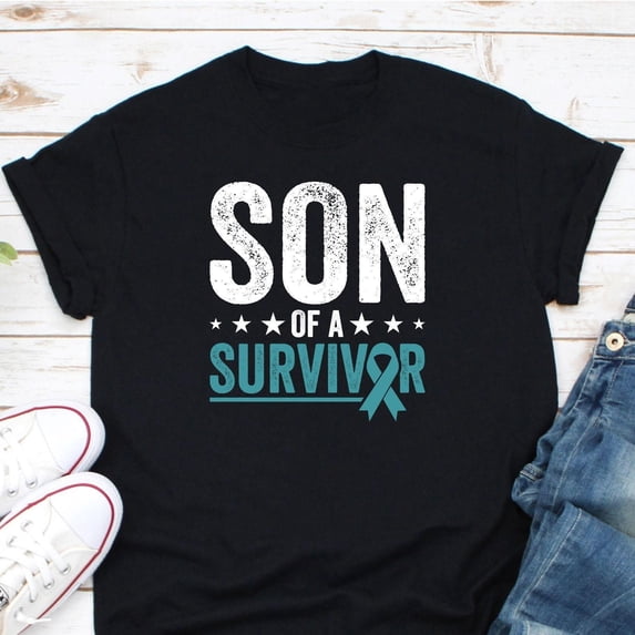 BANJOJO Son Of A Survivor Shirt, Ovarian Cancer Shirt, Ovarian Cancer ...