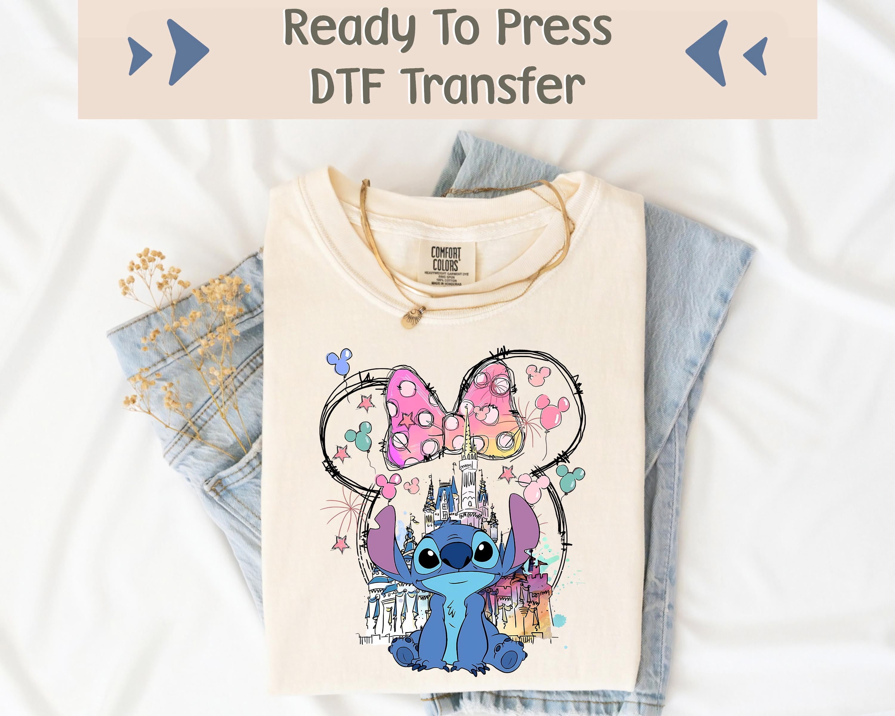 BANJOJO Stitch Mickey Ears DTF Transfer, Disneyland Ohana DTF, Disney Ready To Press, Stitch ...
