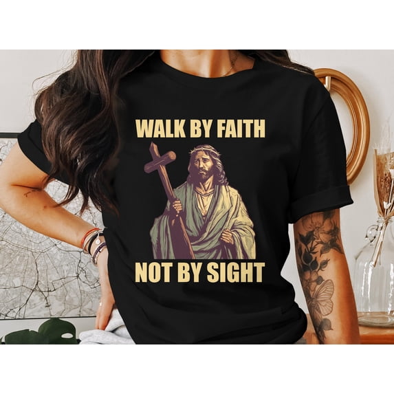 BANJOJO Walk By Faith T-Shirt, Tee, Jesus Christ Shirt, Religious ...