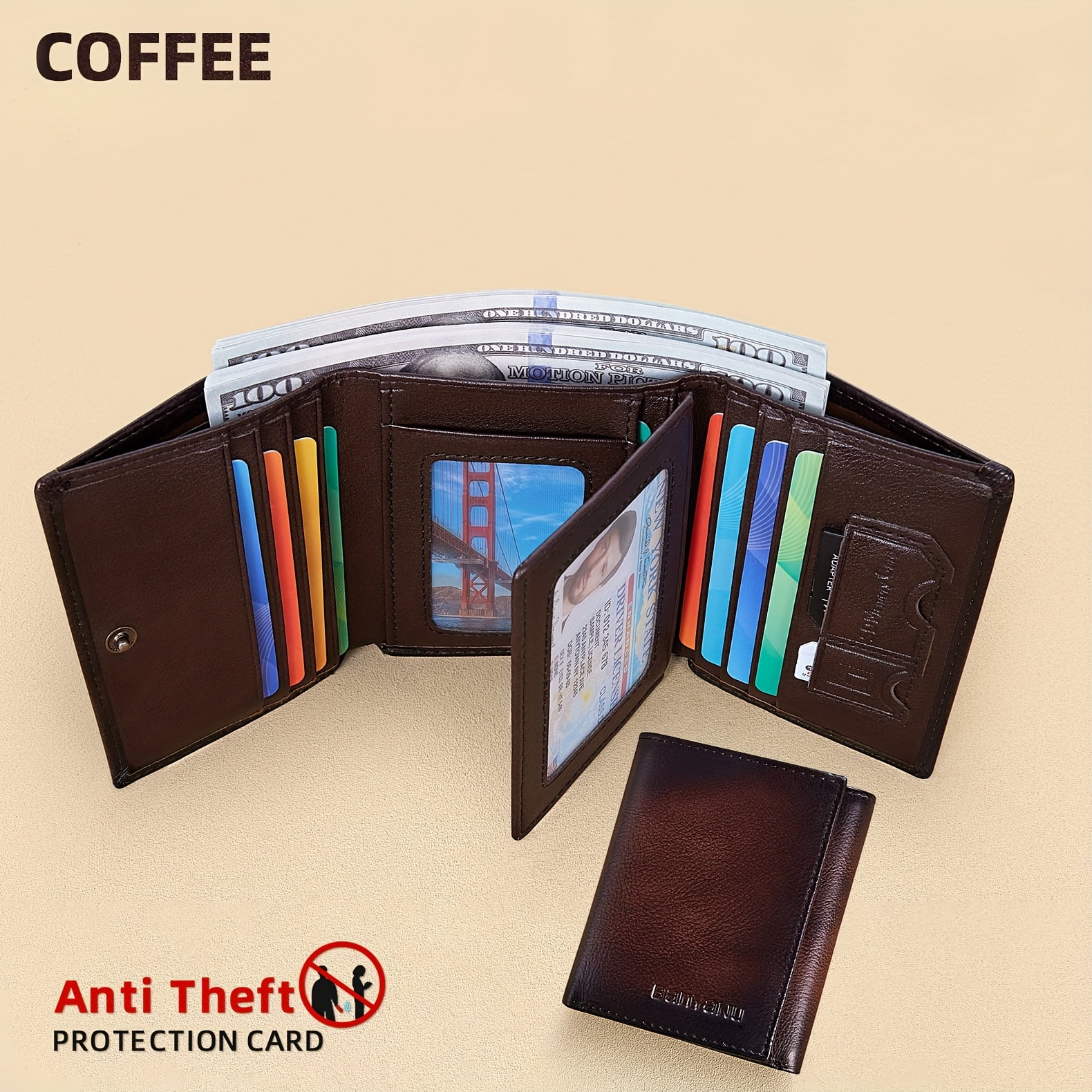 BANYANU Men'S Genuine Leather Wallet - RFID Blocking, 13 Card Slots ...