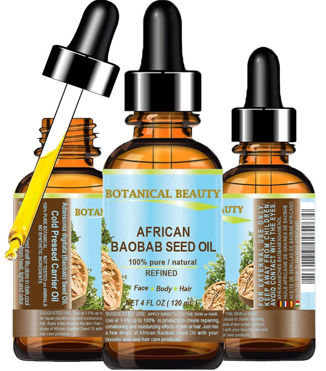 BAOBAB SEED OIL 100% Pure Natural Refined Cold-Pressed Oil 4 Fl oz 120 ...