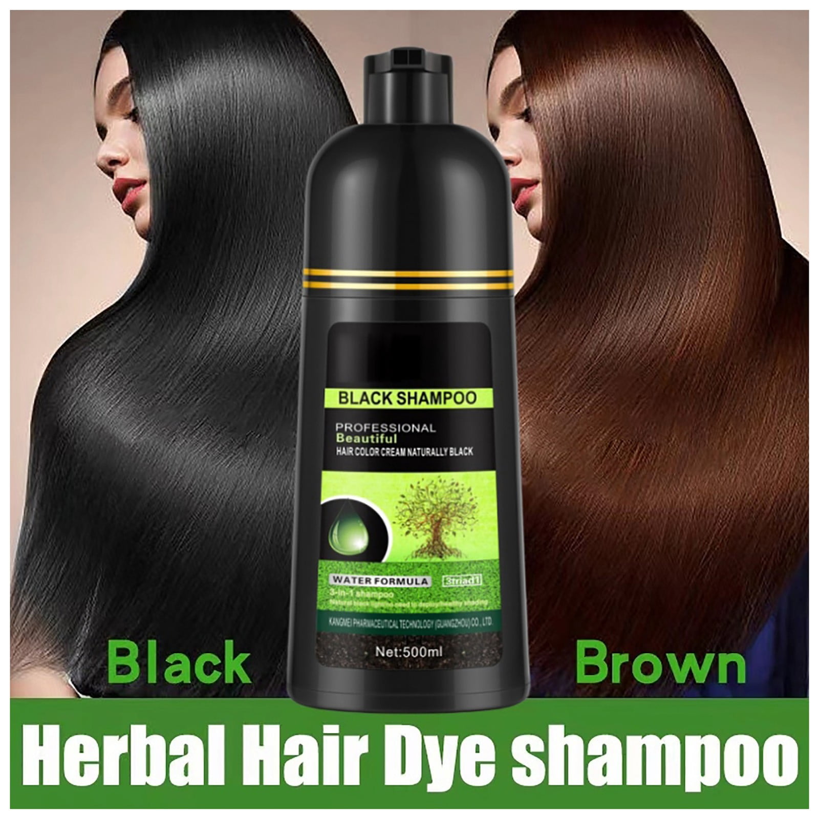 BAODANFU 500ml Instant Black Hair Dye Shampoo - 5-Minute Gray Coverage ...