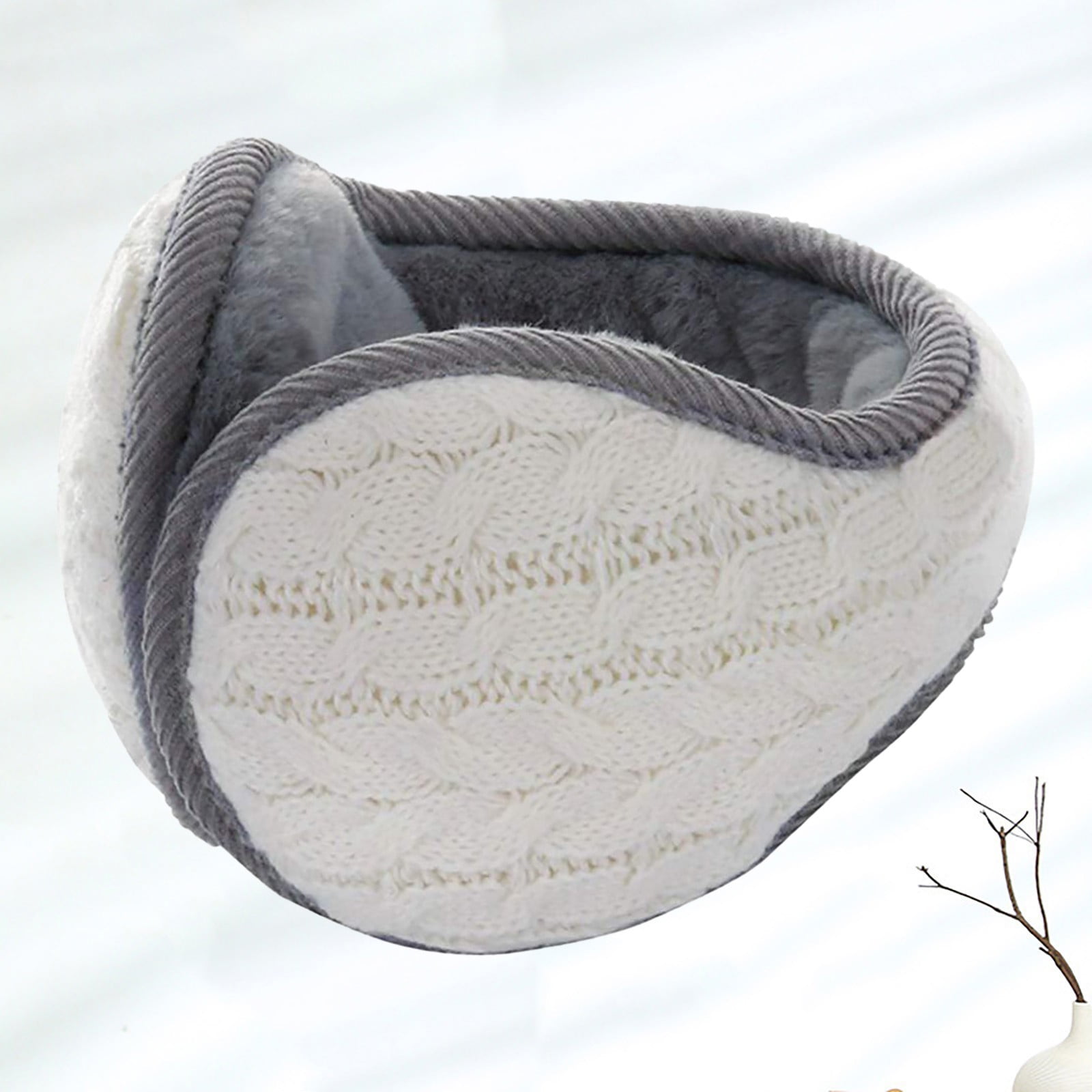BAODANN 2 Foldable Ear Warmers Adjustable Knitted Earmuffs With Fuzzy ...