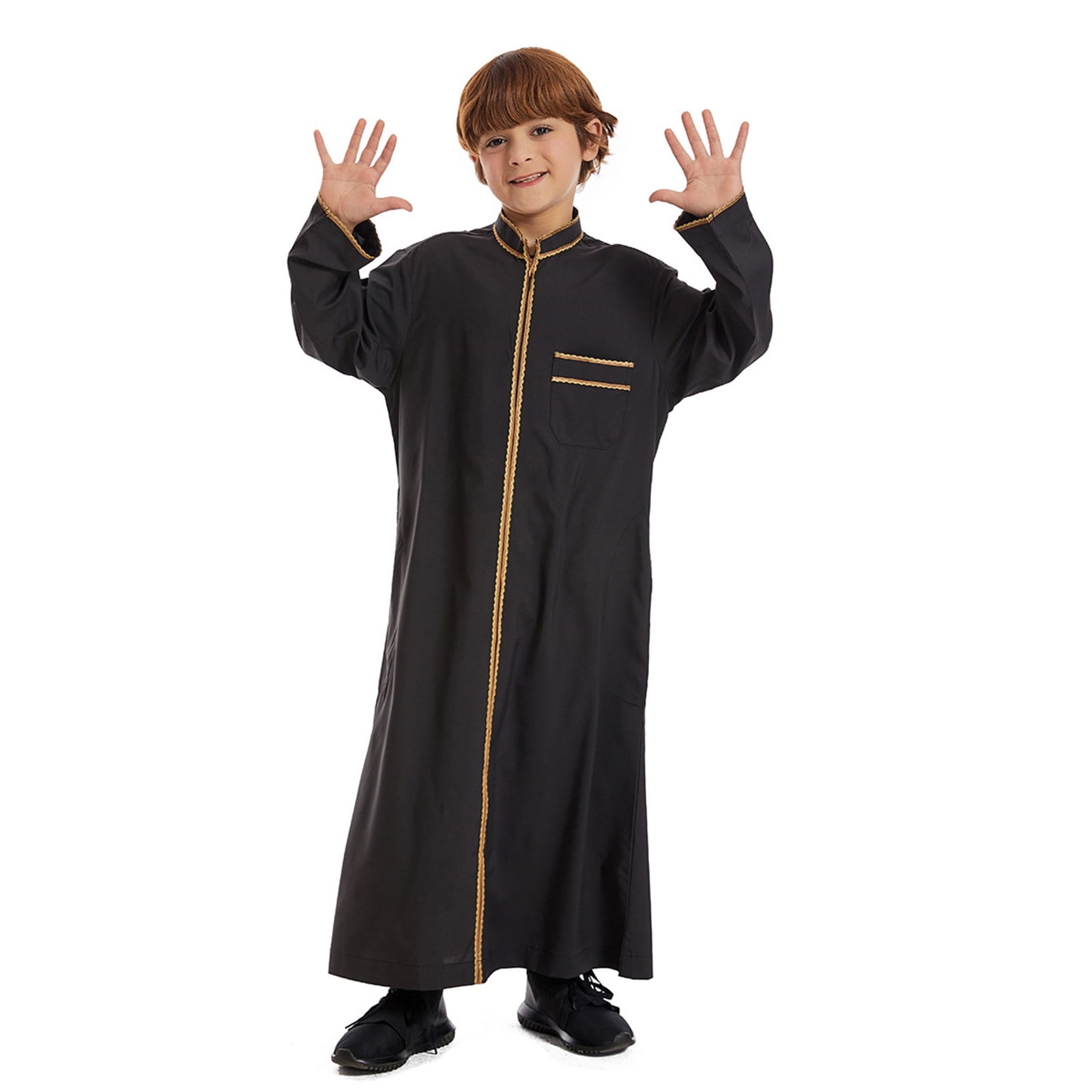 BAODANN Arabic Thobe Thobe Long Sleeve Kaftan Crew Robe National Boys ...