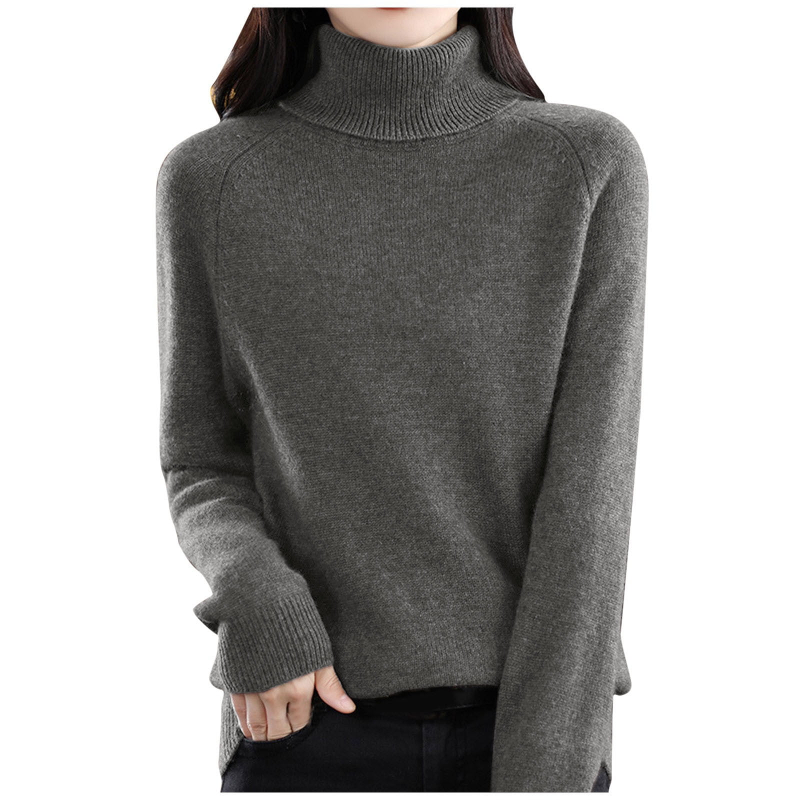 BAODANN Autumn New Turtleneck Sweater Ladies Loose Large Size Thick ...