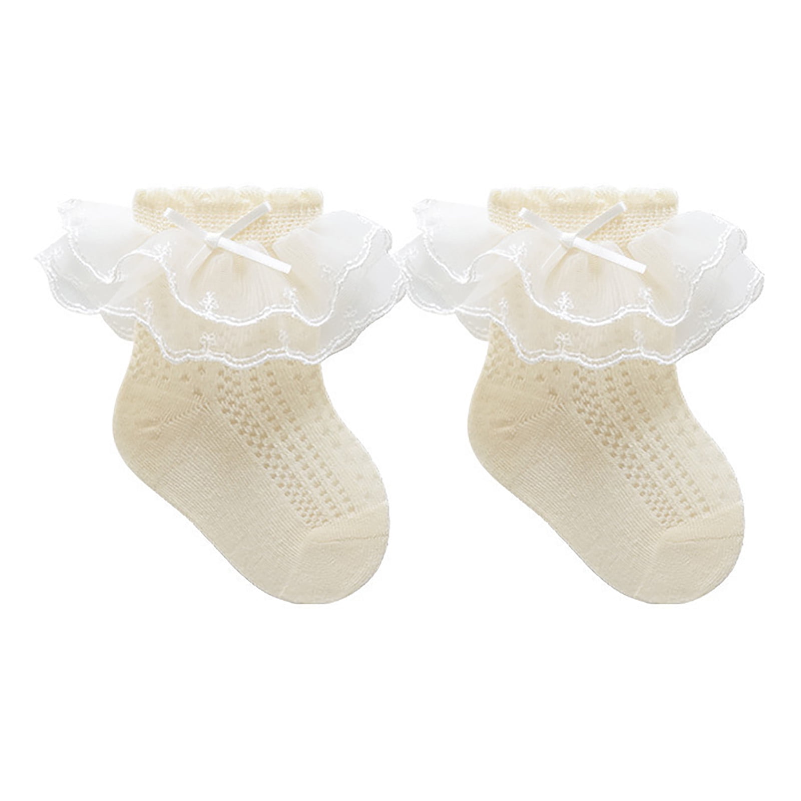 BAODANN Baby Socks For Girls Boys Soft Double Layer Lace Trim ...