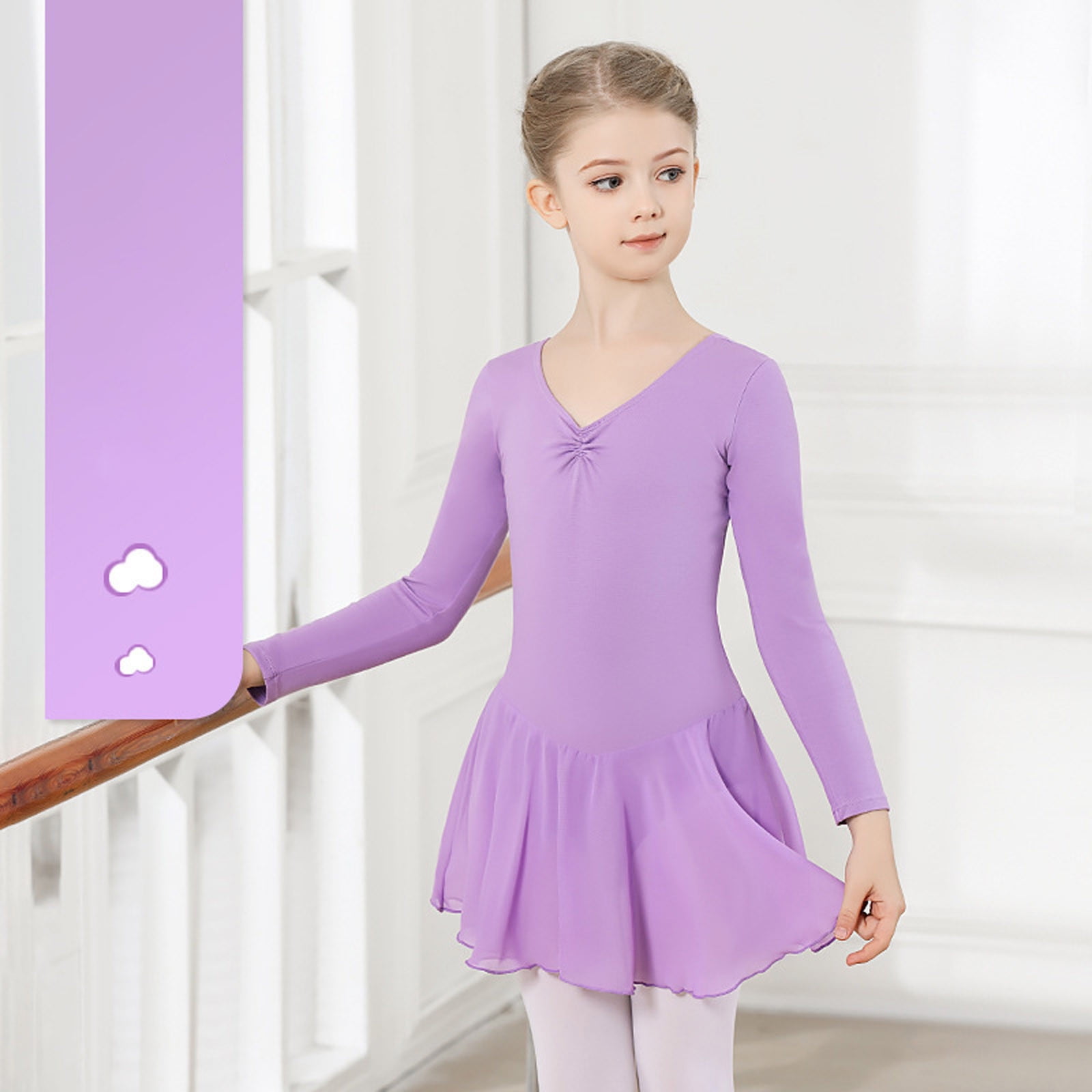 BAODANN Ballet Clothing Girls Ballet Dress Ballet Long Sleeve Dance ...