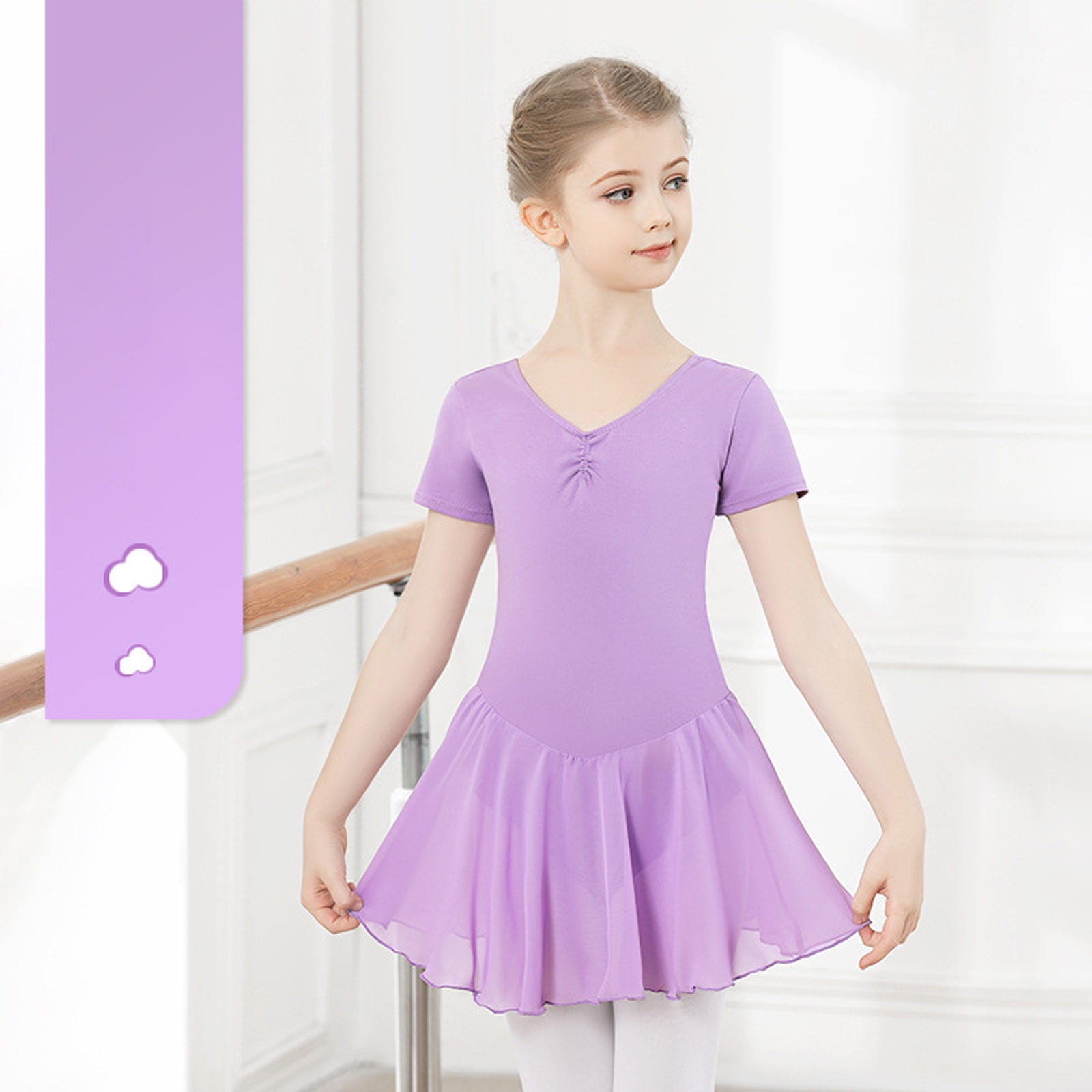 BAODANN Ballet Clothing Girls Ballet Dress Ballet Short Sleeve Dance ...