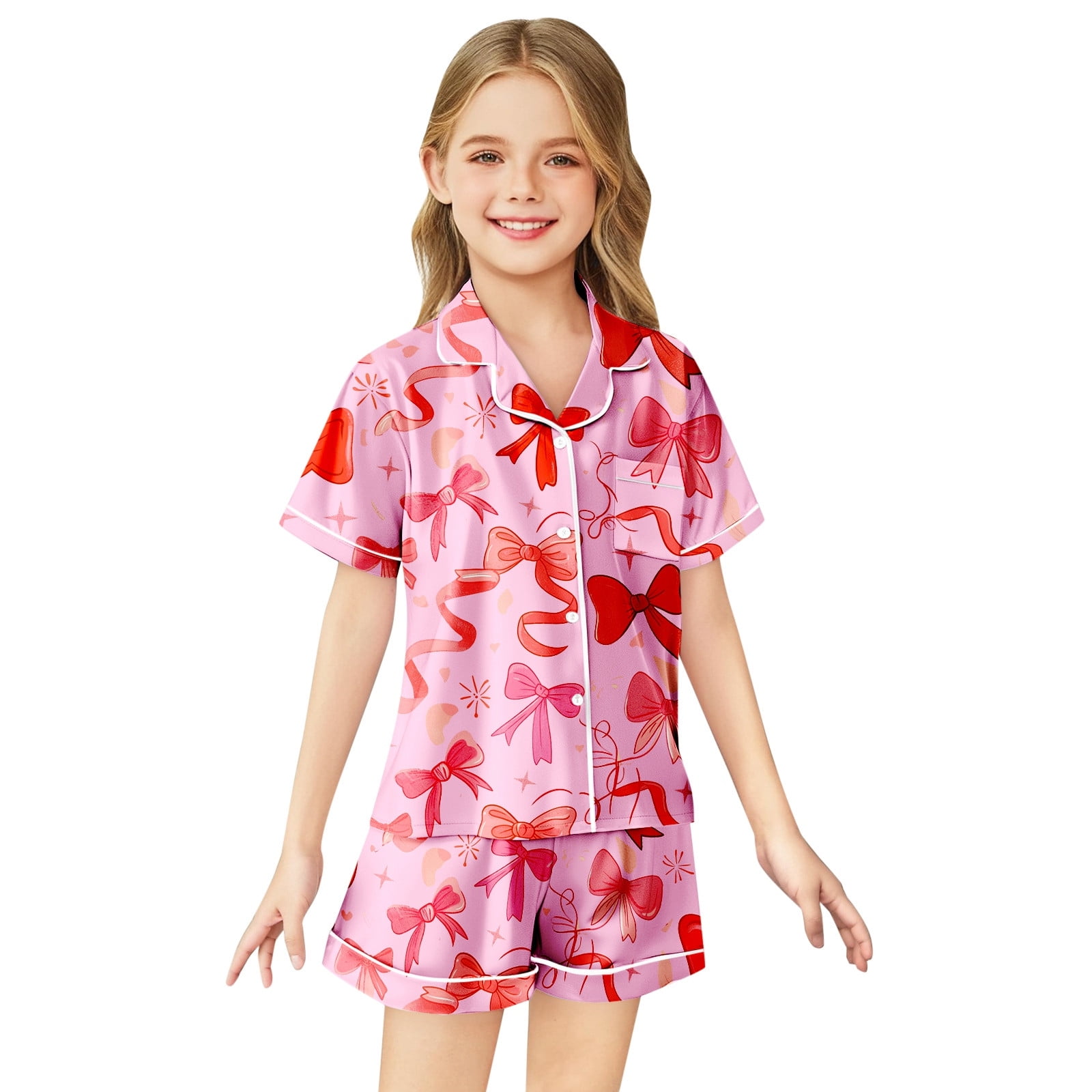 BAODANN Casual Bow Tie Printed Pajamas For Girls Teen Clothes for Winter Swaddling Blankets for ...