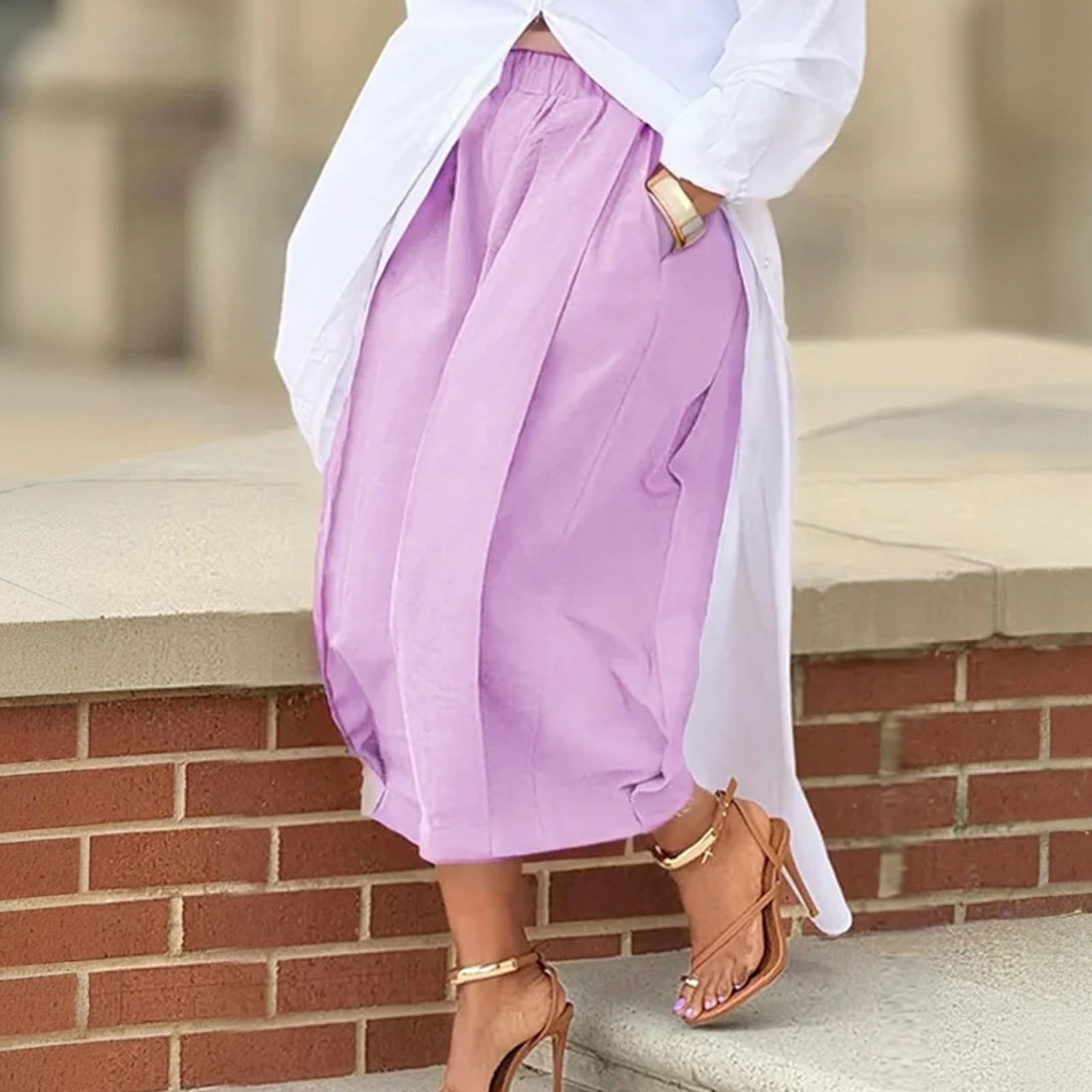 BAODANN Casual Wide Leg Pants with Pockets for Everyday Wear ...