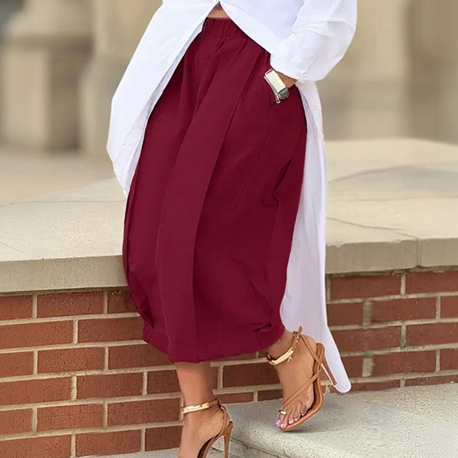 BAODANN Casual Wide Leg Pants with Pockets for Everyday Wear ...