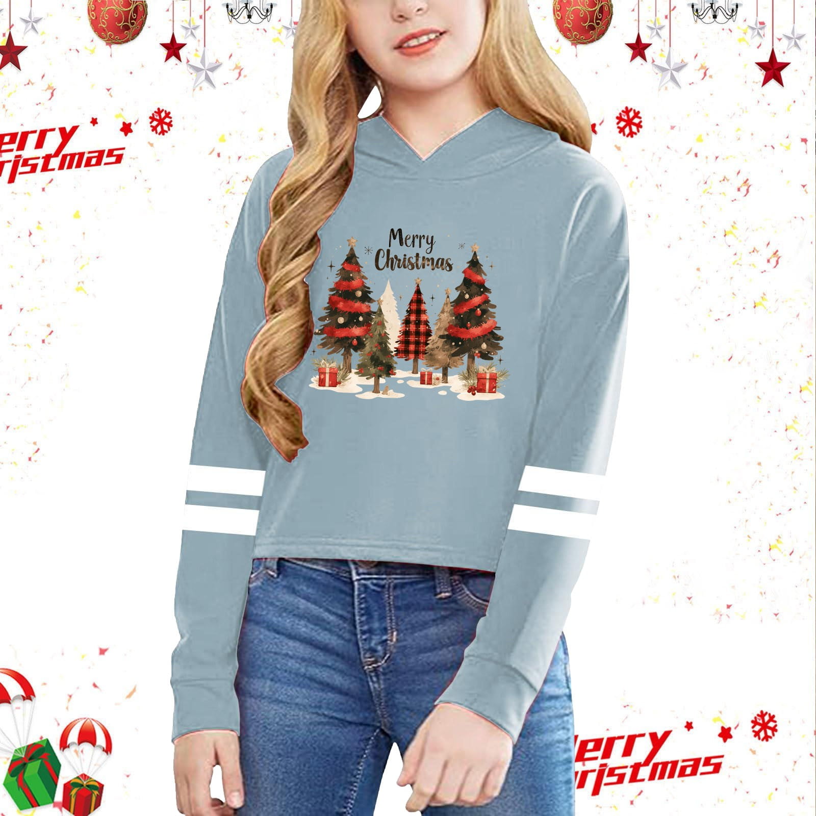 BAODANN Children Girls Long Sleeve Letters Solid Color Short Hoodie ...