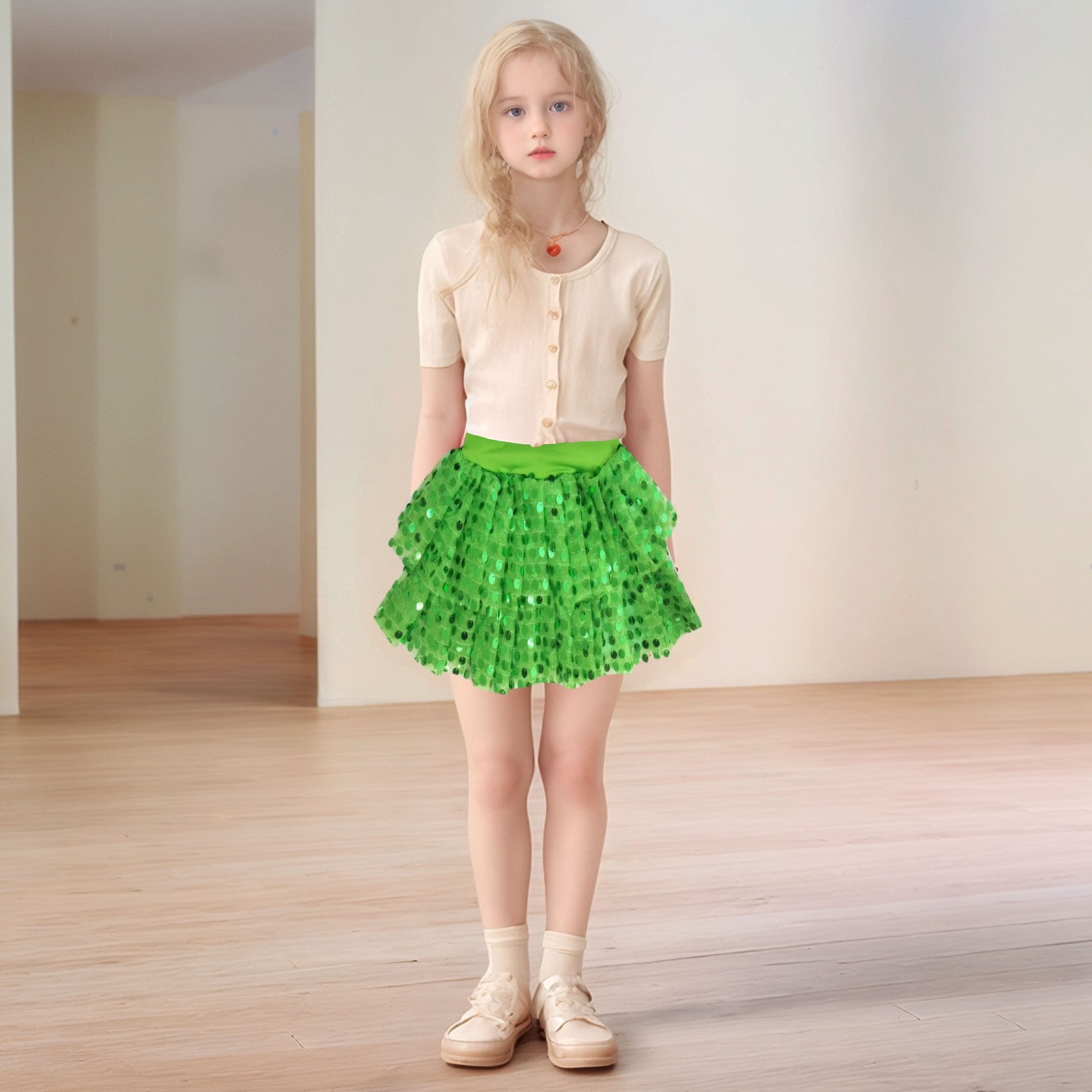 BAODANN Children Primary School Girls Mesh Cloth Sequin Skirt Short ...