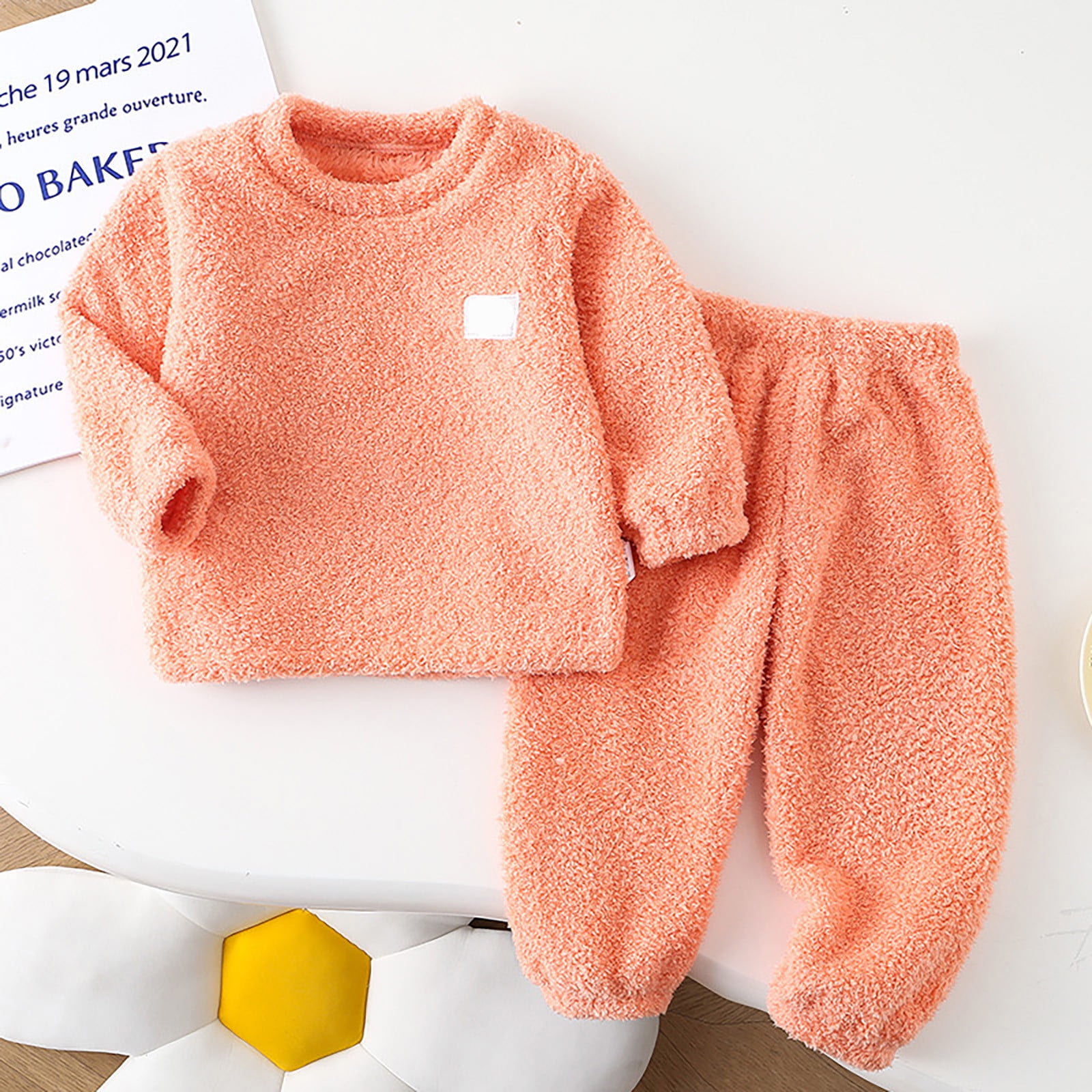 BAODANN Children's Set Baby And Pajamas Boys' Solid Color Homewear ...