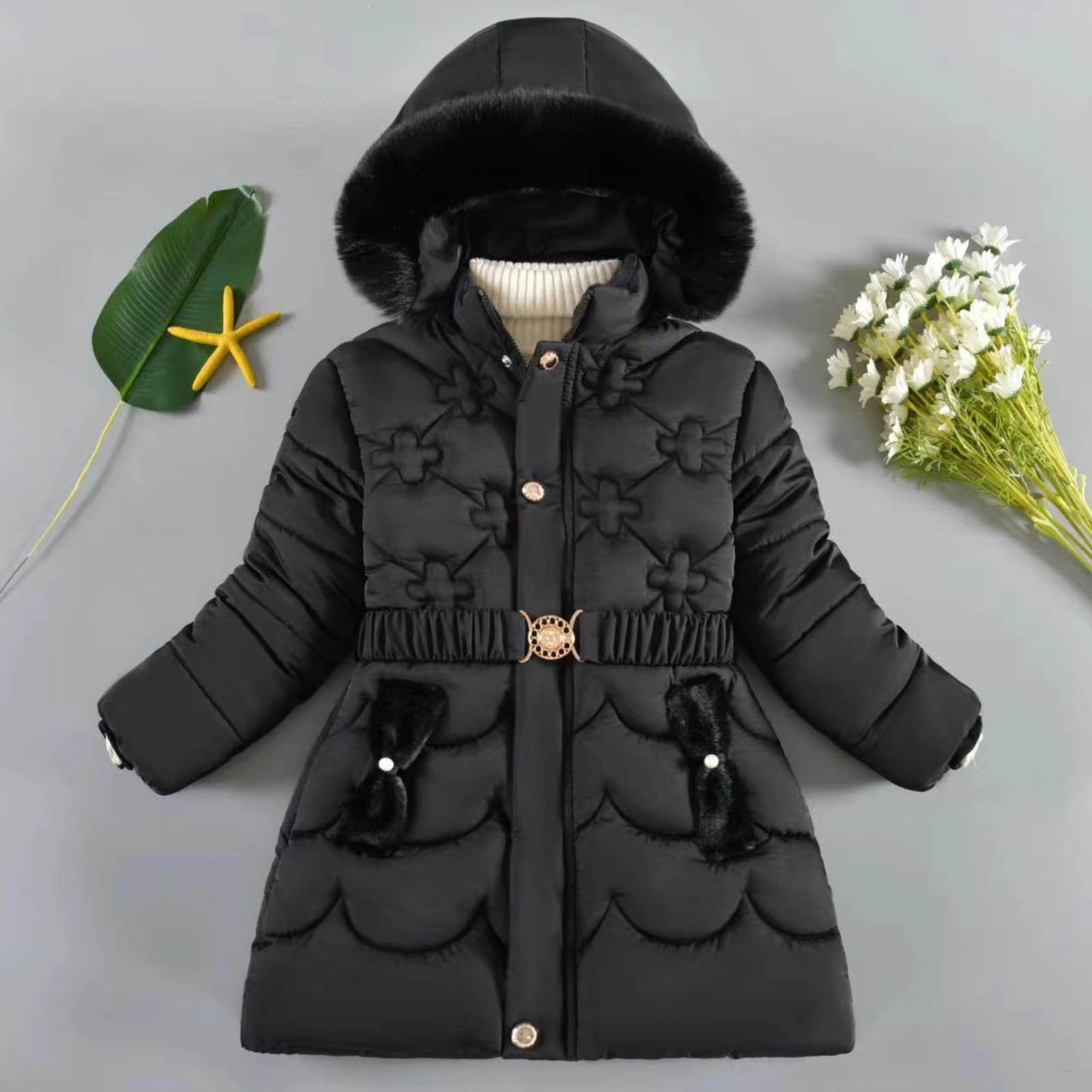 BAODANN Coat Girls Kids Winter Jacket Winter Coats Medium Length Warm Jacket down Jacket Women ...