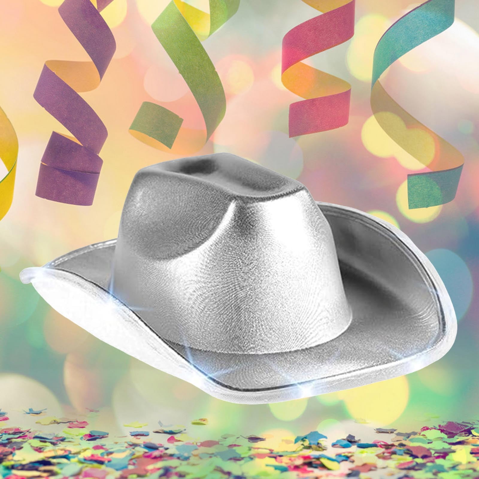 BAODANN Colorful Hot Stamped Fabric Cowboy Hat with Lights Ma Rdi Gr As ...