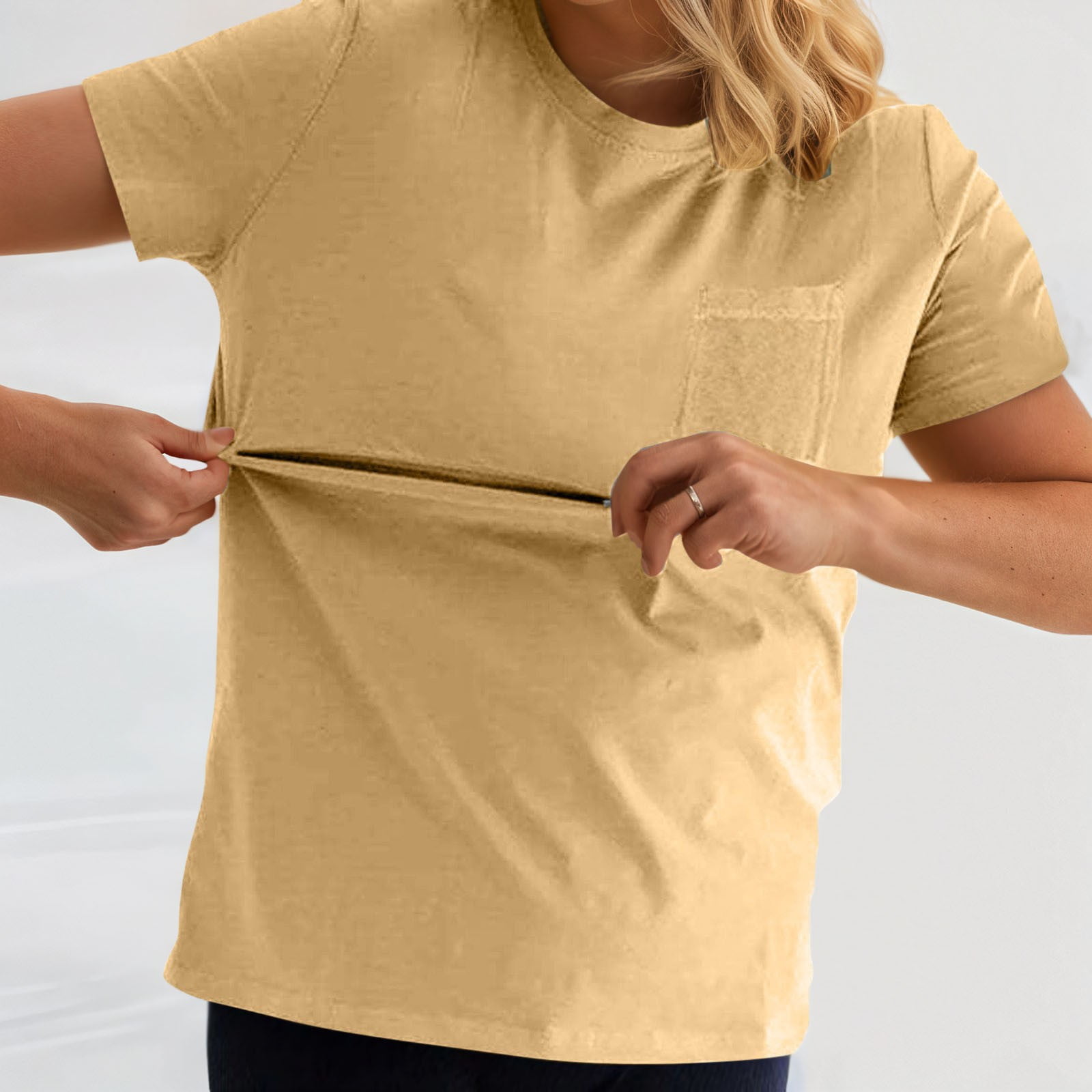 BAODANN Comfort Breastfeeding Shirts For Women Mama Zipper Nursing Tops ...