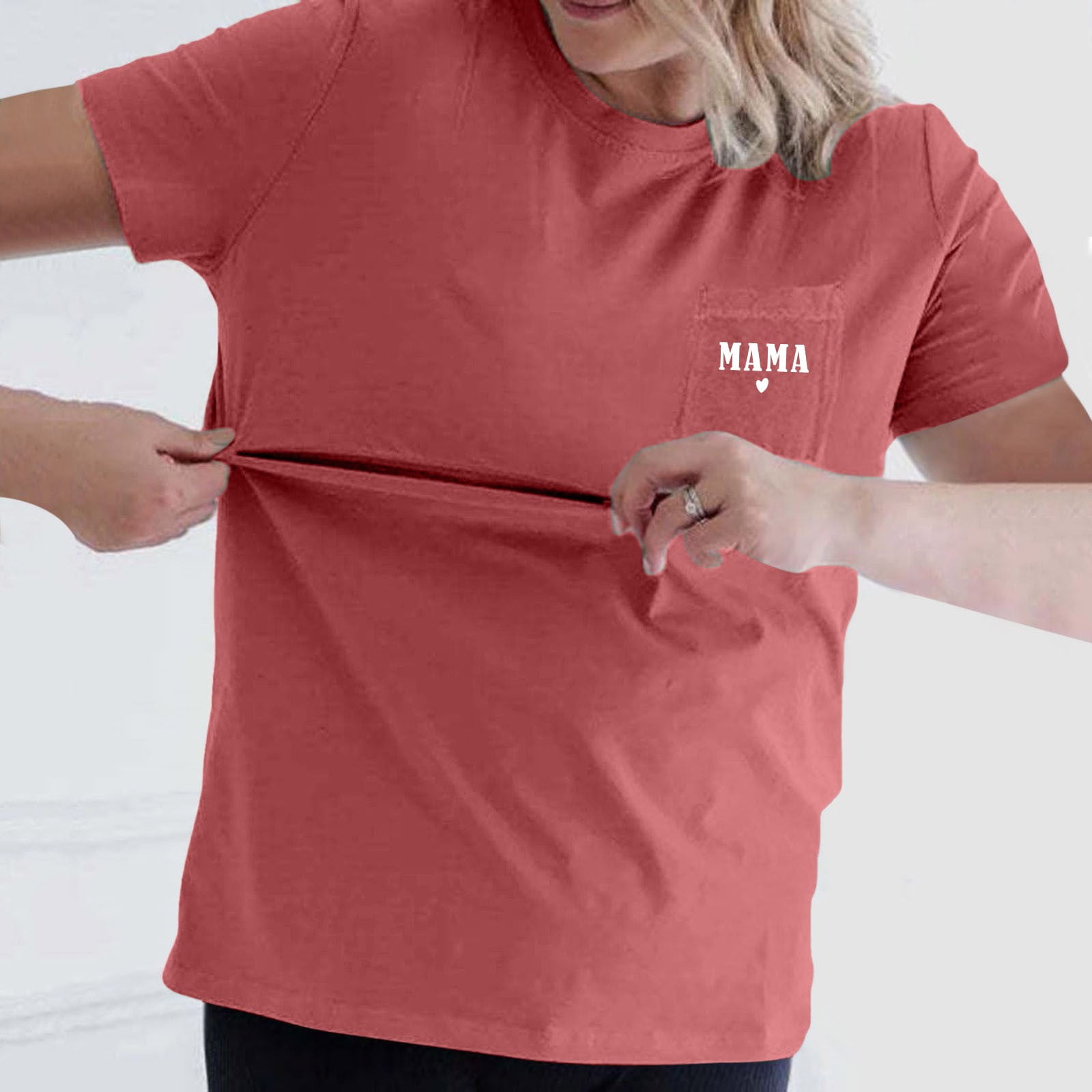 BAODANN Comfort Breastfeeding Shirts For Women Mama Zipper Nursing Tops ...