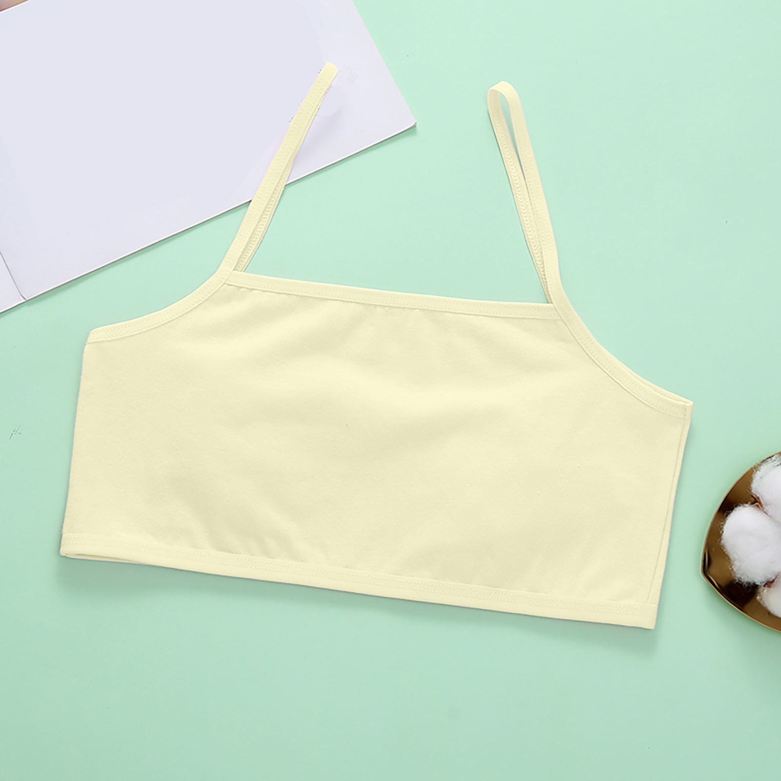 BAODANN Crop Top Bra Girls Seamless Sports Bra Training White Teen Bra ...