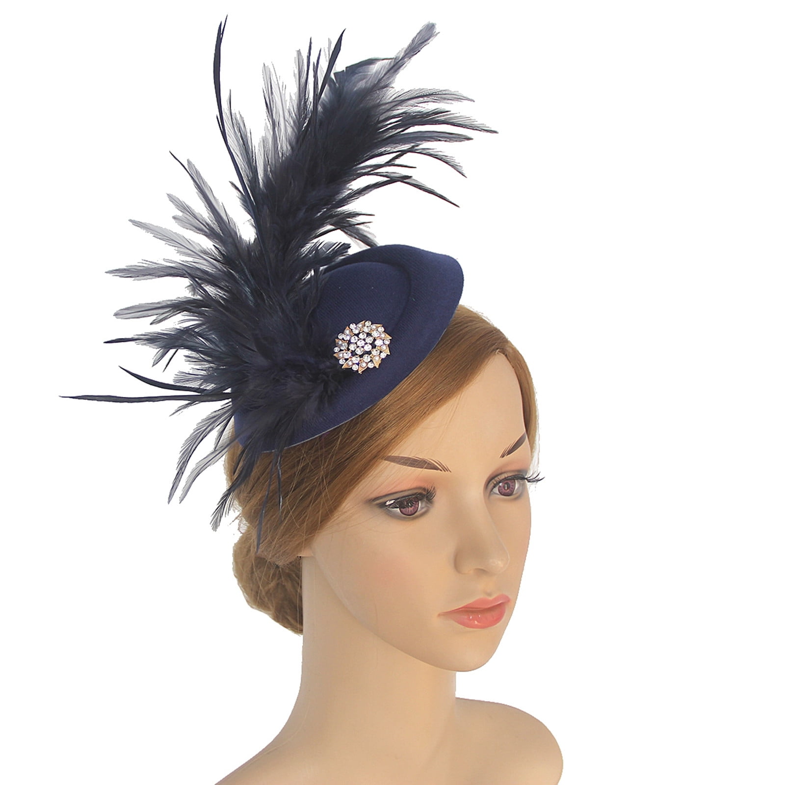 BAODANN Elegant Vintage French Feather Mini Top Hat Hair Accessory For ...