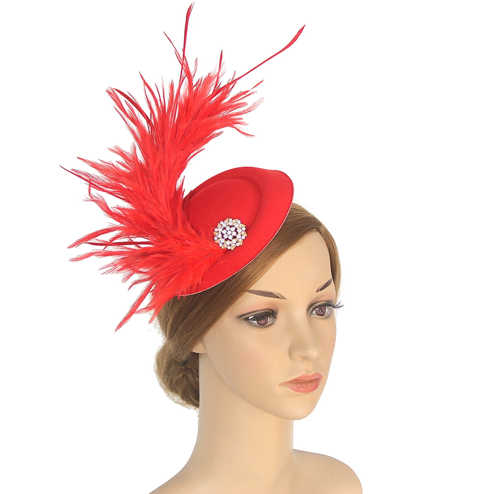 BAODANN Elegant Vintage French Feather Mini Top Hat Hair Accessory For ...