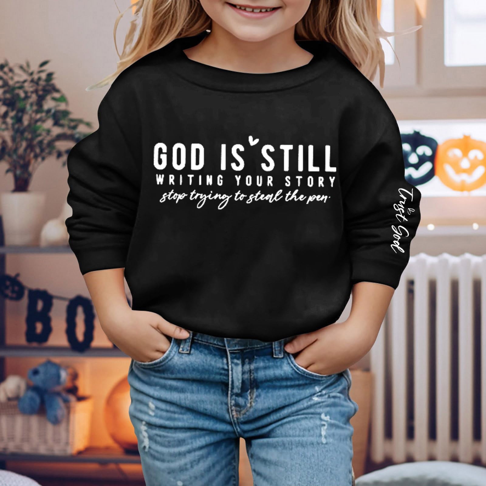 BAODANN Girl's Long Sleeve Soft Sweatshirt Graphic Kids Born to Dance ...