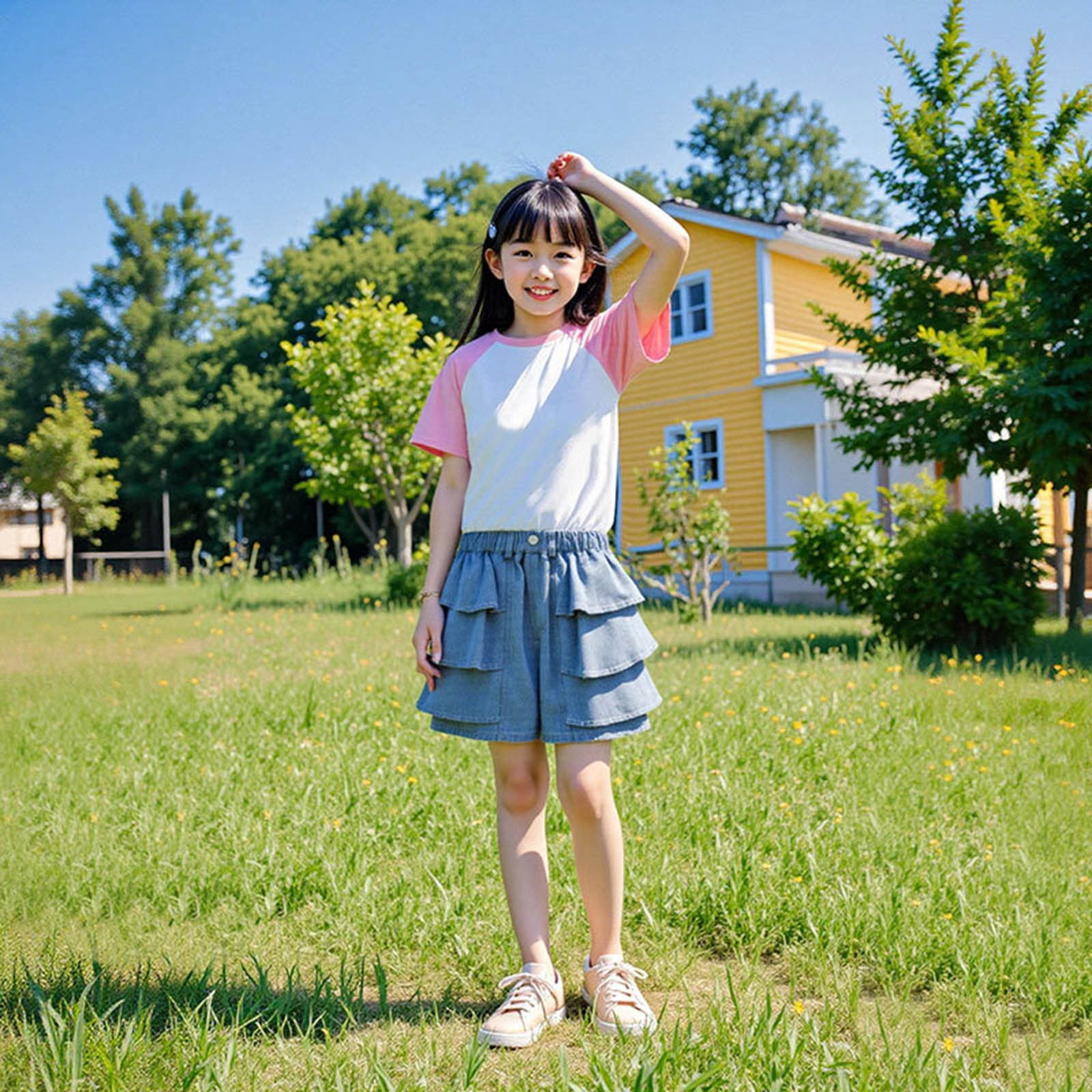 BAODANN Girls Denim Shorts For Toddlers And Kids Comfortable Elastic ...