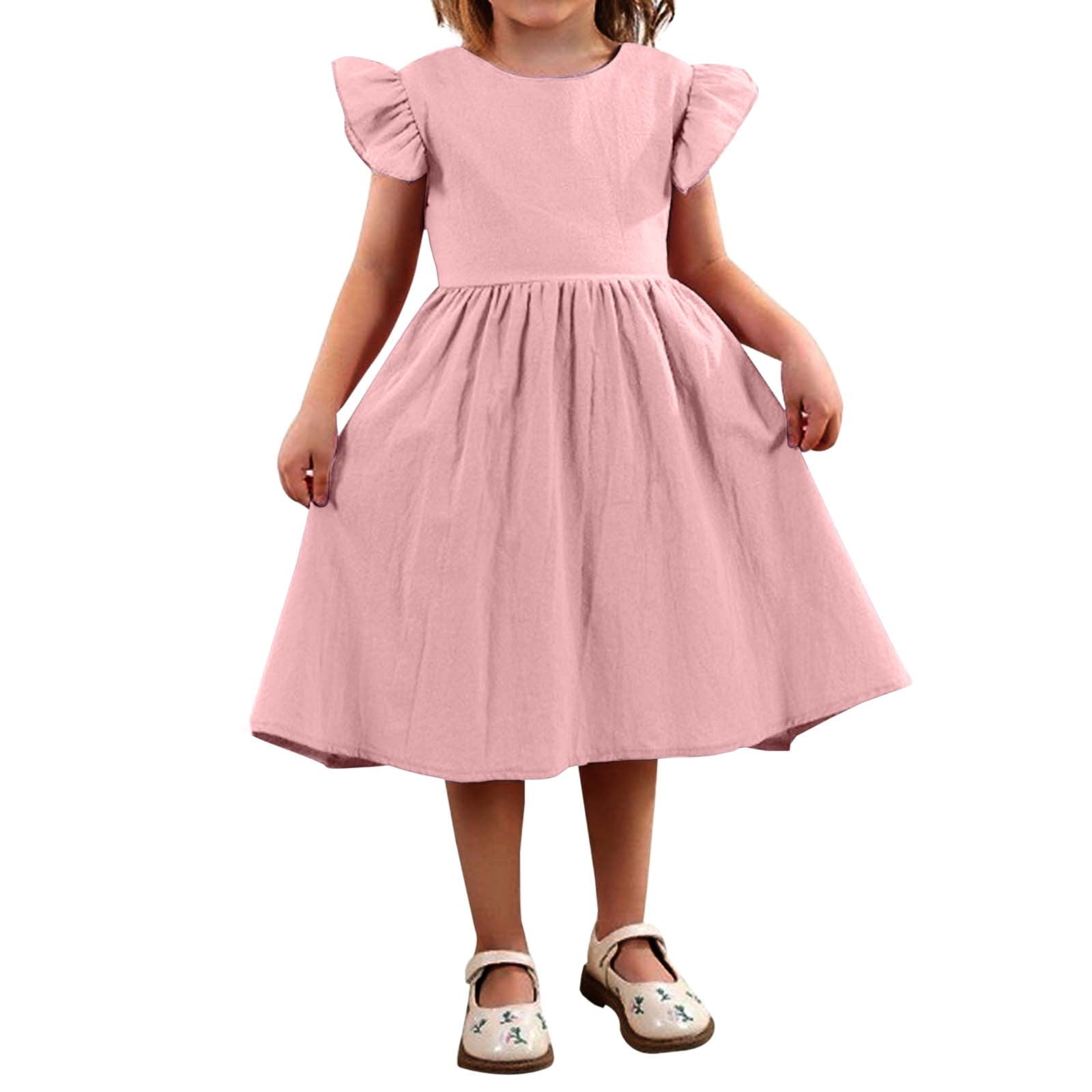 BAODANN Girls Dresses Flutter Sleeve Casual Summer Dress For Toddlers ...