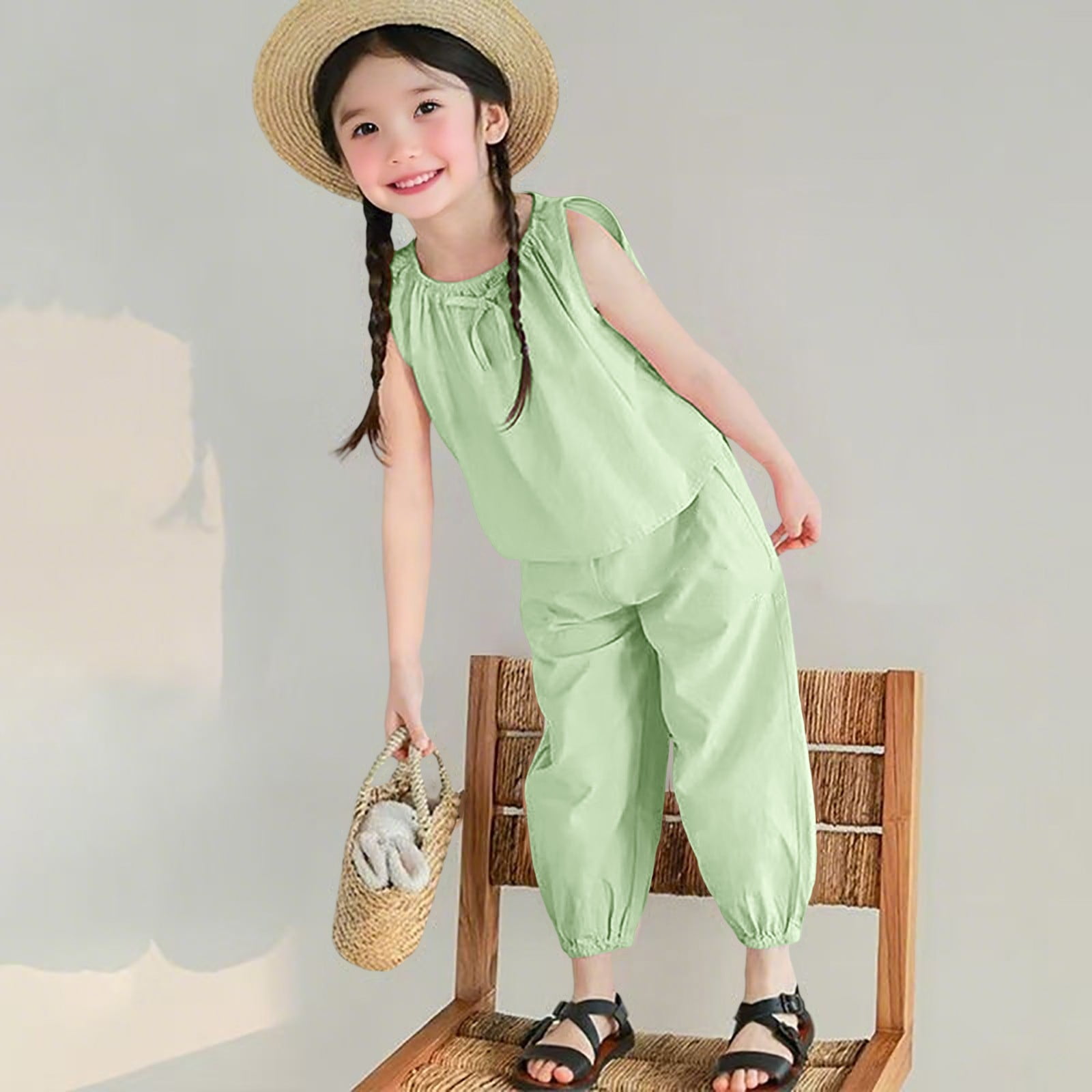 BAODANN Girls' Set Vest Top With Pants Summer Outfit Cute Casual ...