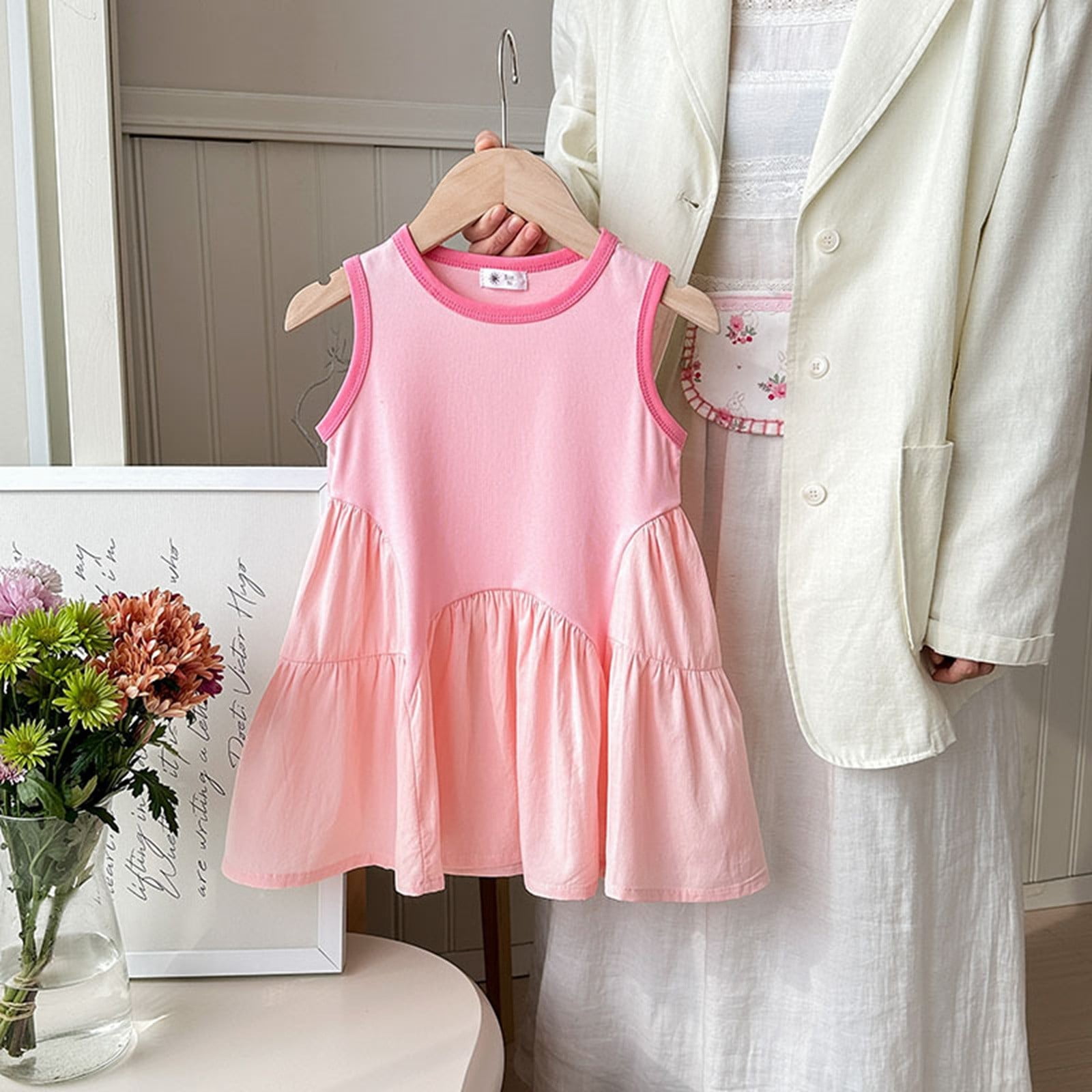 BAODANN Girls Stitching Contrast Color Sleeveless Vest Dress Clothes ...