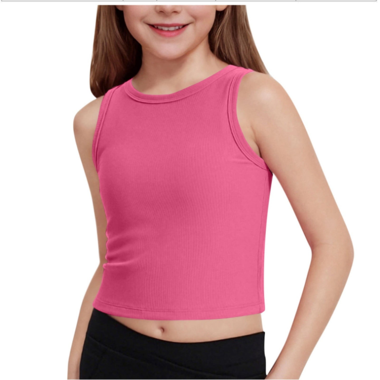 BAODANN Girls Tank Tops Kids Athletic Tank Ribbed Knit High Neck Crop ...
