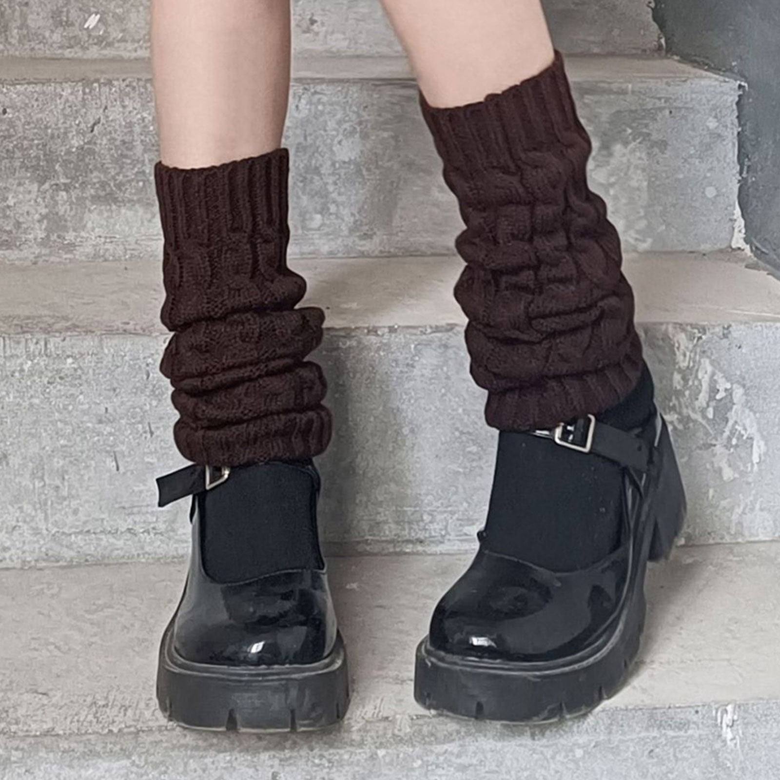 BAODANN Japanese Lolita Leg Warmers Gothic Knit Long Socks Leggings ...