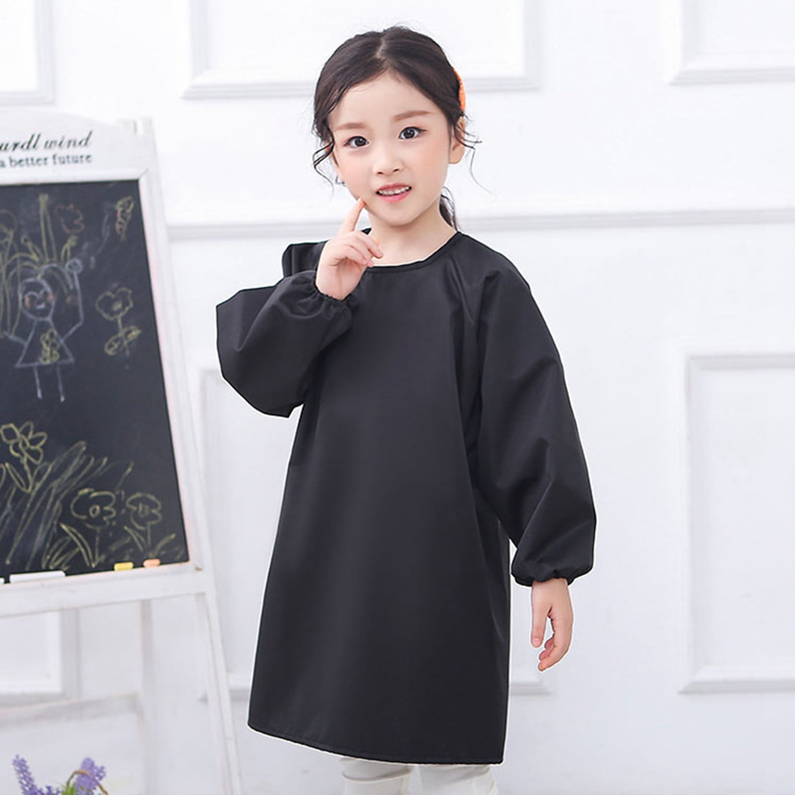 BAODANN Kid Art Smock Solid Color Apron For Children Printed Artist ...