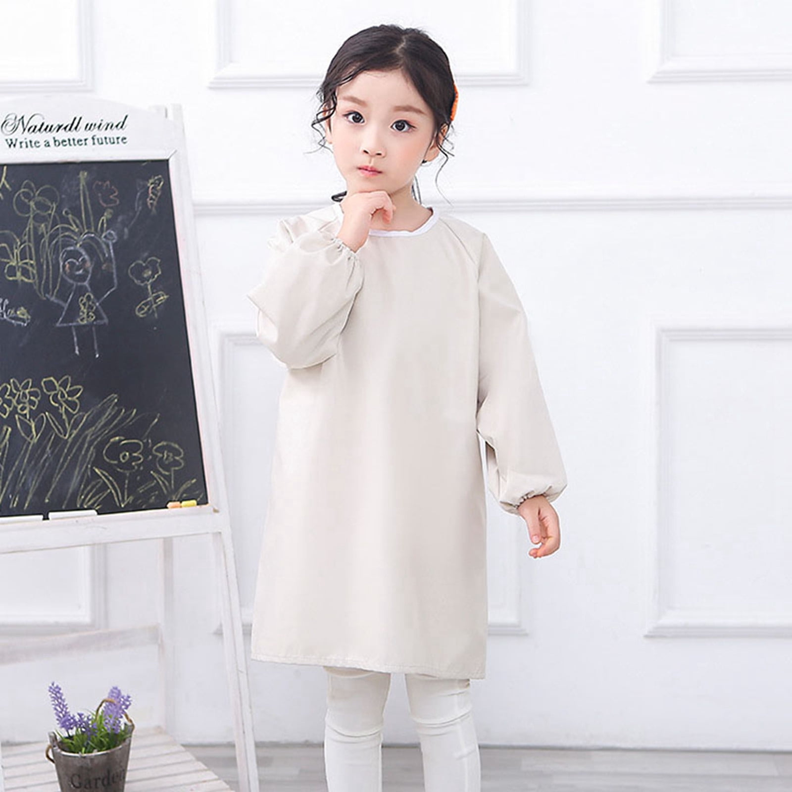 BAODANN Kid Art Smock Solid Color Apron For Children Printed Artist ...