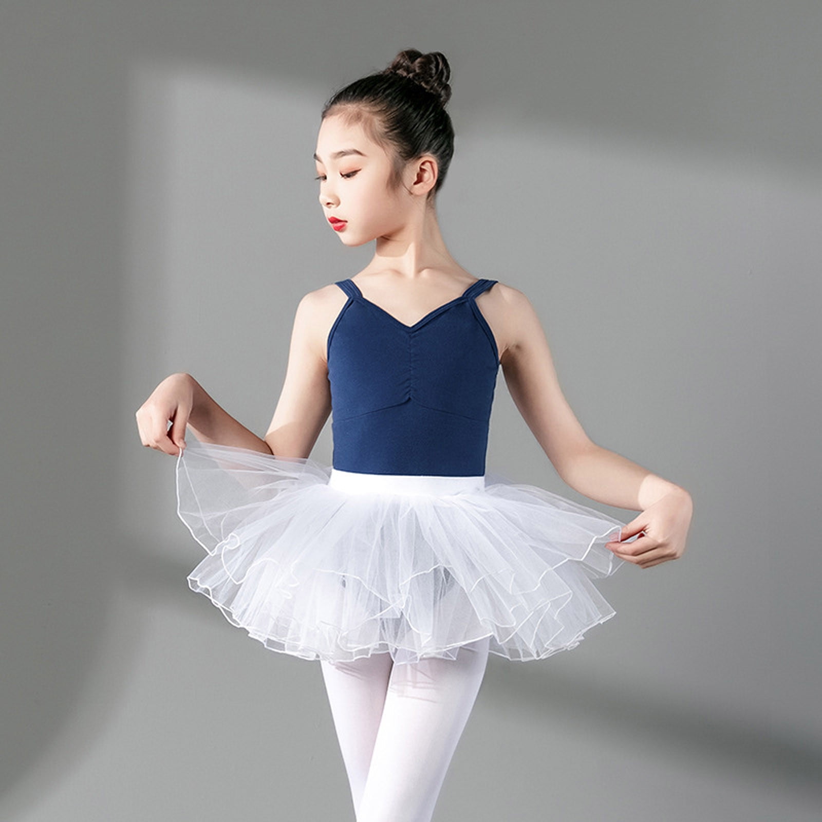 BAODANN Kid Girls Ballet Dance Dress Lace Short Sleeve Leotards With ...