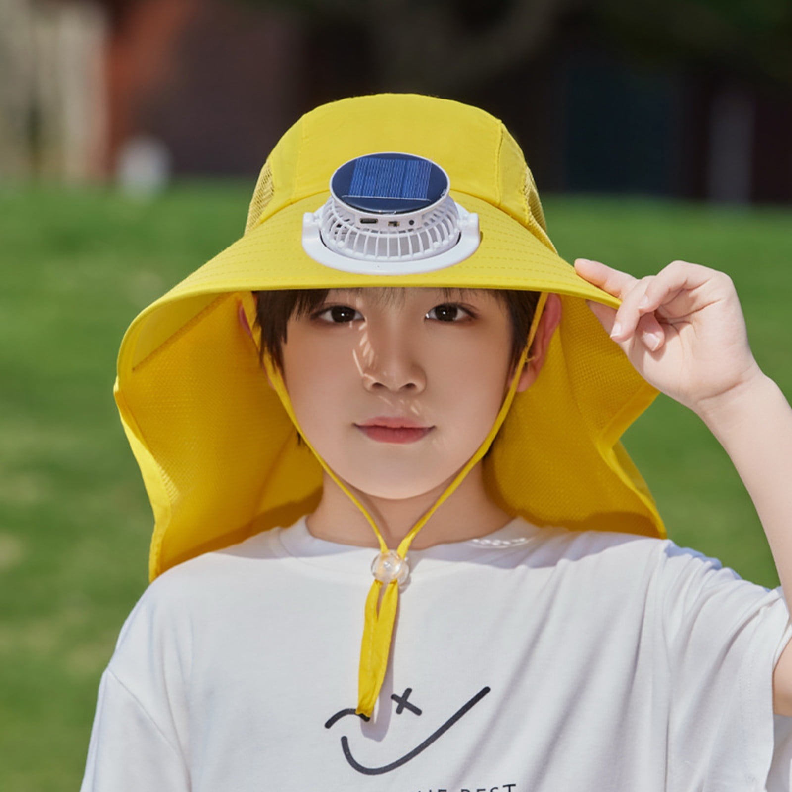 BAODANN Kids Solar Fan Hat With Wide Brim For Sun Lightweight Cap For ...