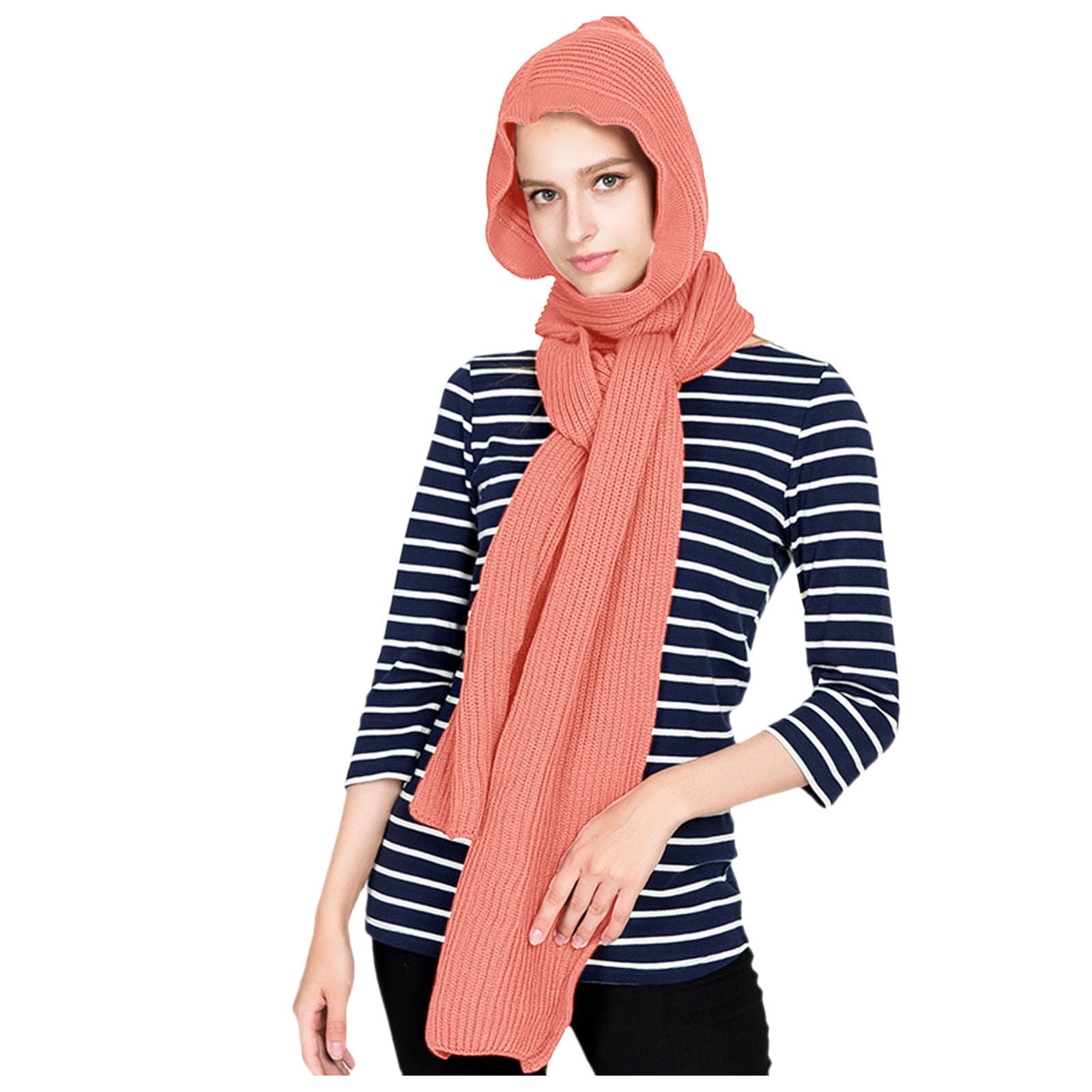 BAODANN Knitted Shawl with Hat and Hat Knot Scarf Tie Tie Shoulder ...