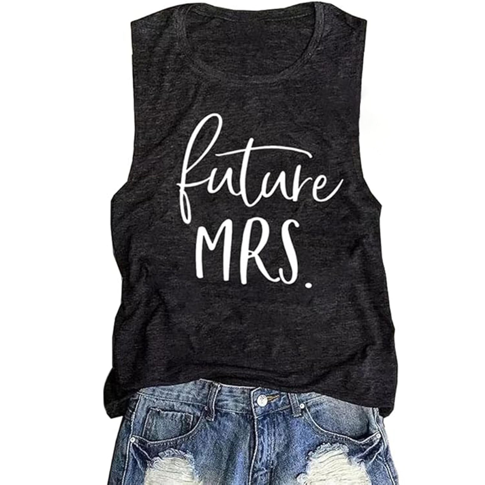BAODANN Ladies Fashion Casual Letter Printed Short Sleeved Vest Top3 2 ...