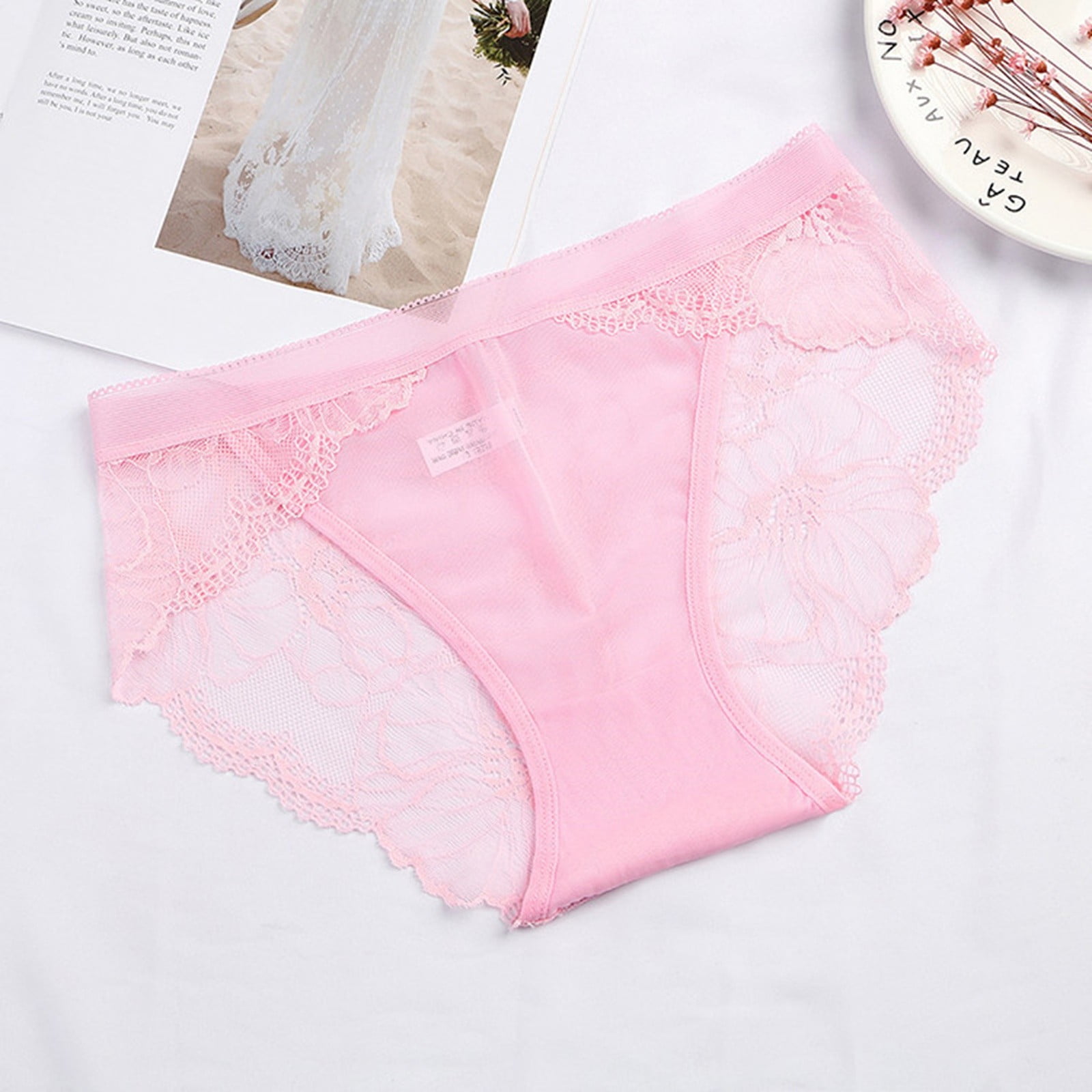 BAODANN Ladies' Sexy Lace Breathable Pure Crotch Lifting Triangle Underwear Underwear Pack for ...