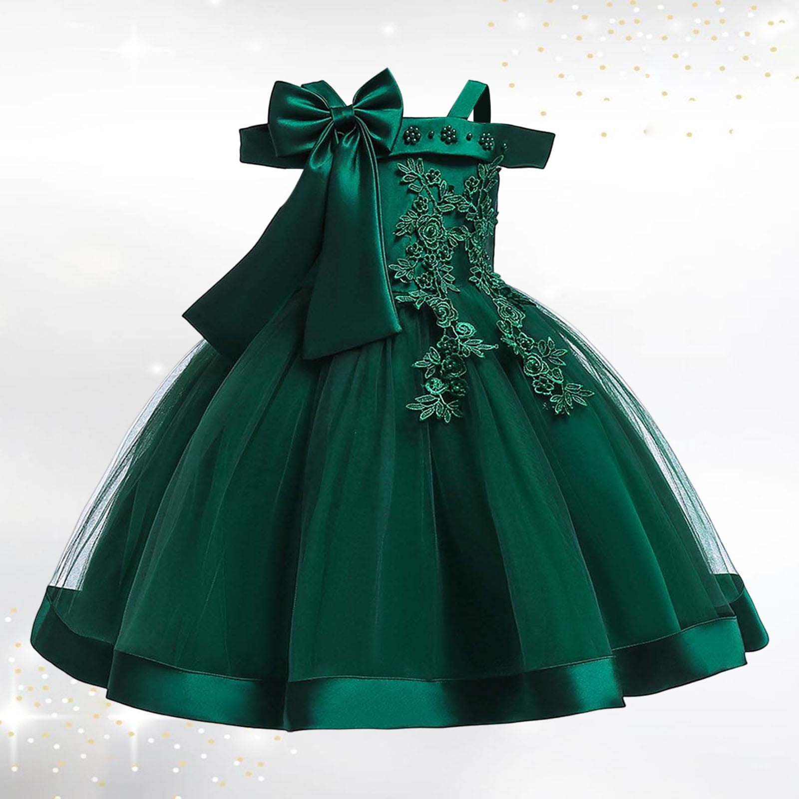 BAODANN Little Girls' Off Shoulder Bow Evening Gown Pageant Dress For ...