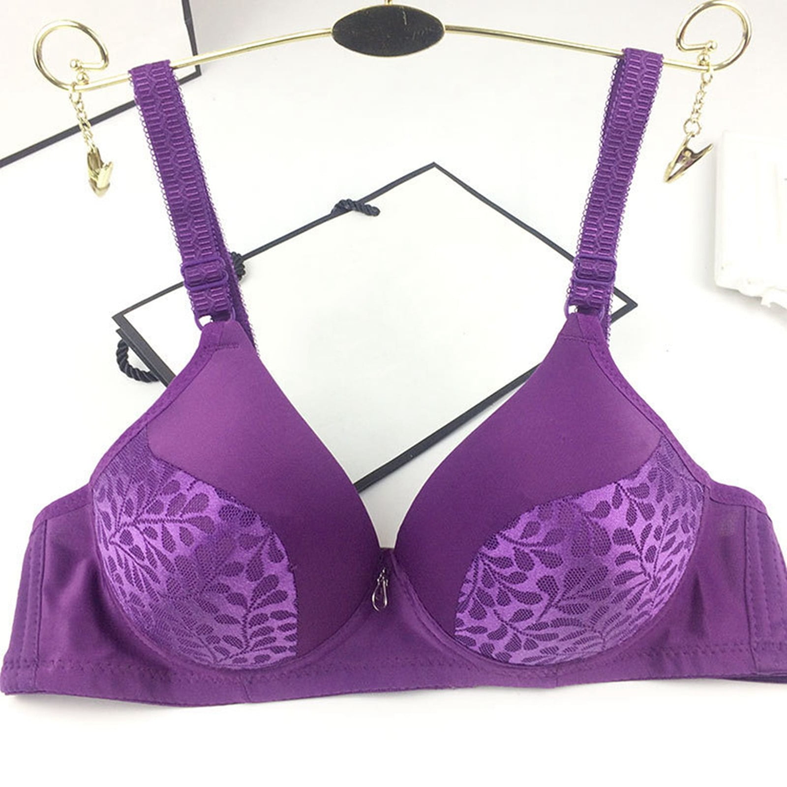 BAODANN New Women's Large Size Thin Bra Without Wire Underwear Mesh Sports Bra Bra with Back ...