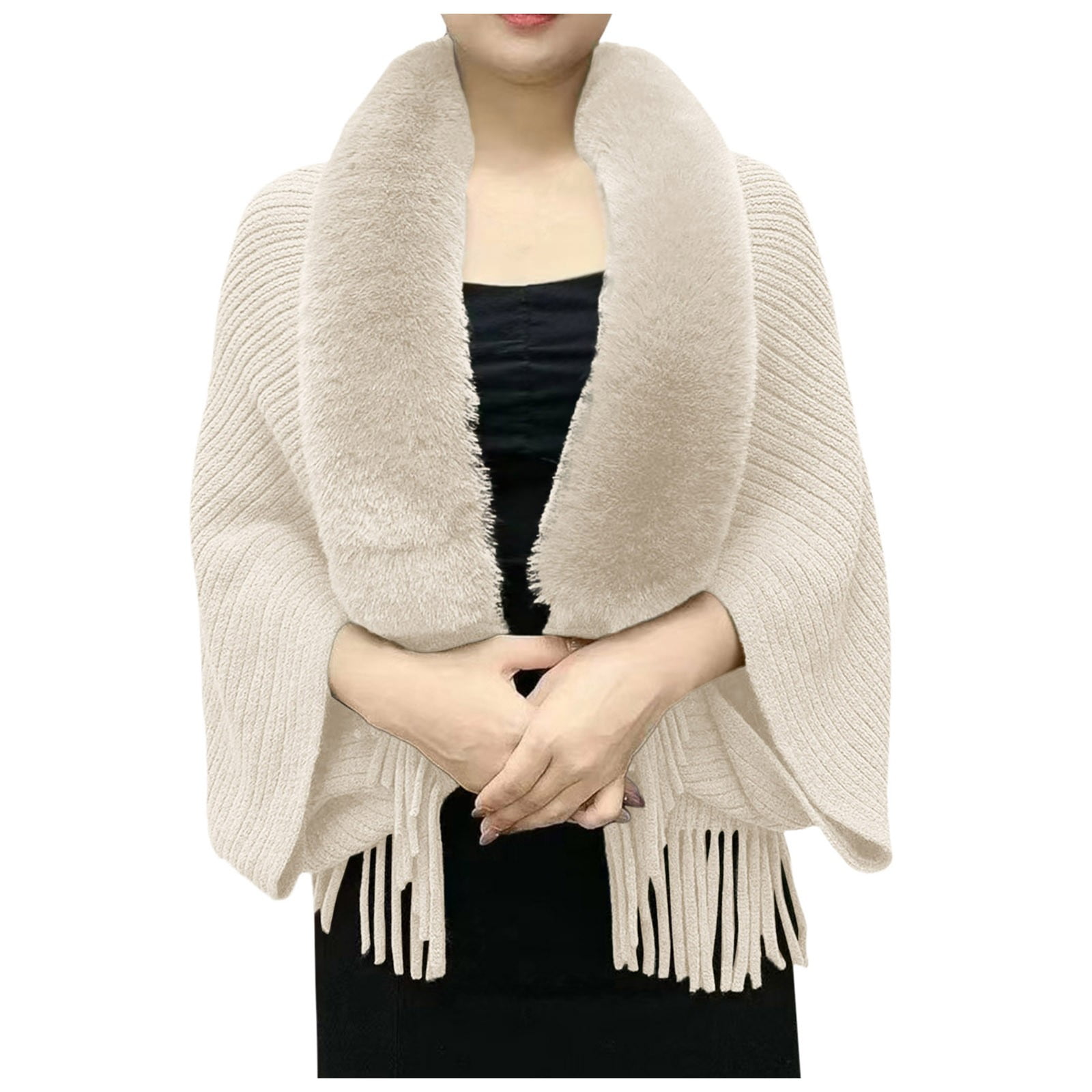 BAODANN Permitime Shawl Knitting Thick Women's Loose Shawl with Collar ...