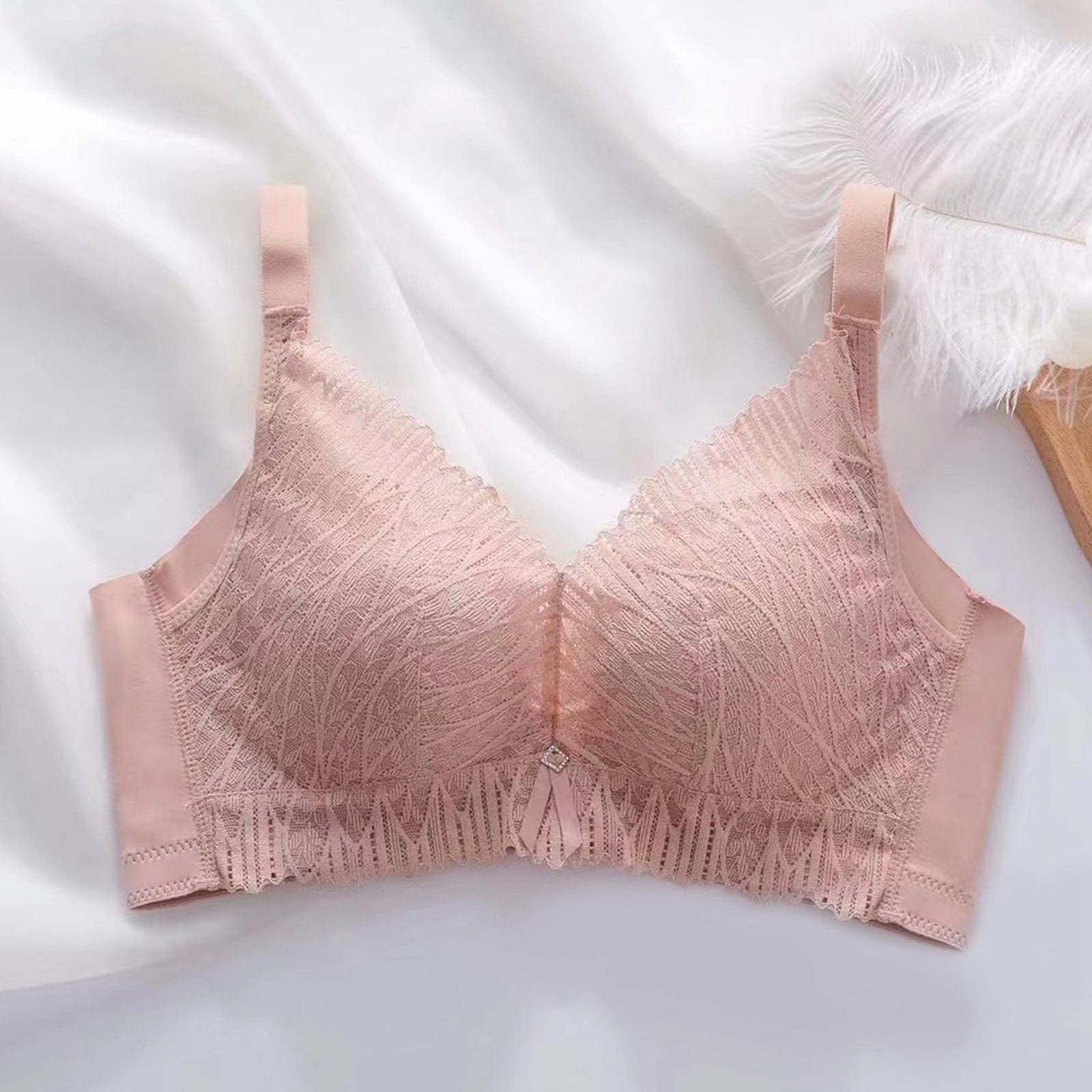 BAODANN No Rims Hand Cups No Side Bone Adjustment Lace Edge Small Chest Push Up Bra Sports Bra ...