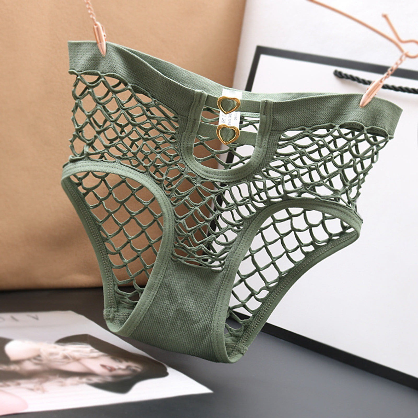 BAODANN Sexy Hollowed Out Large Mesh Transparent Traceless Triangle ...