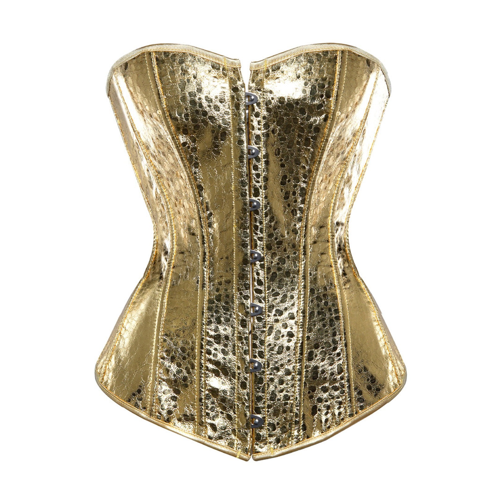 BAODANN Shiny Zipper Corset Dress with Adjustable Straps Western Style ...