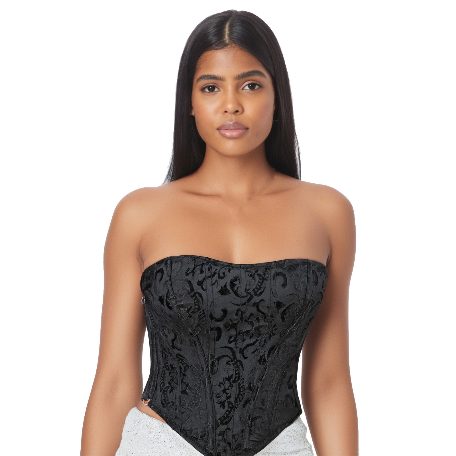 BAODANN Short Body Strapless Waist Cincher Corset with Zipper for Enhanced Sweat Band Waist ...