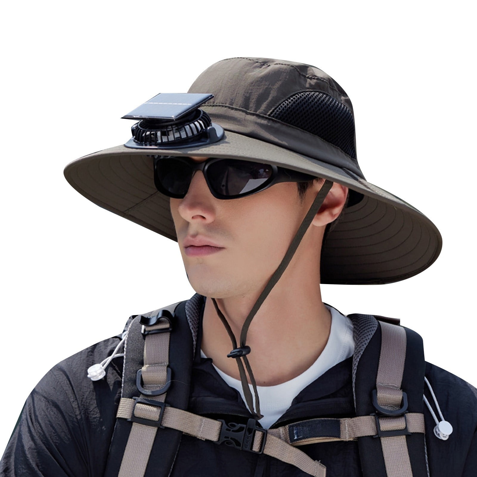 BAODANN Solar Fan Bucket Hat for Men Women Wide Brim Sun Outdoor Summer ...