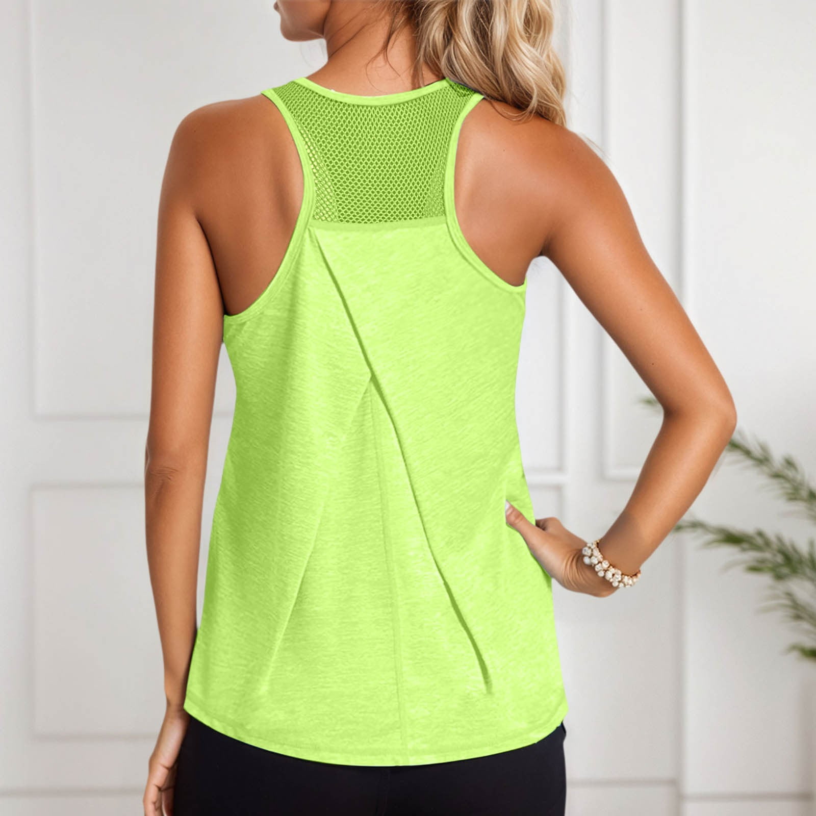 BAODANN Tops Racerback Yoga Shirts Tank Mesh Workout Clothes Women's ...